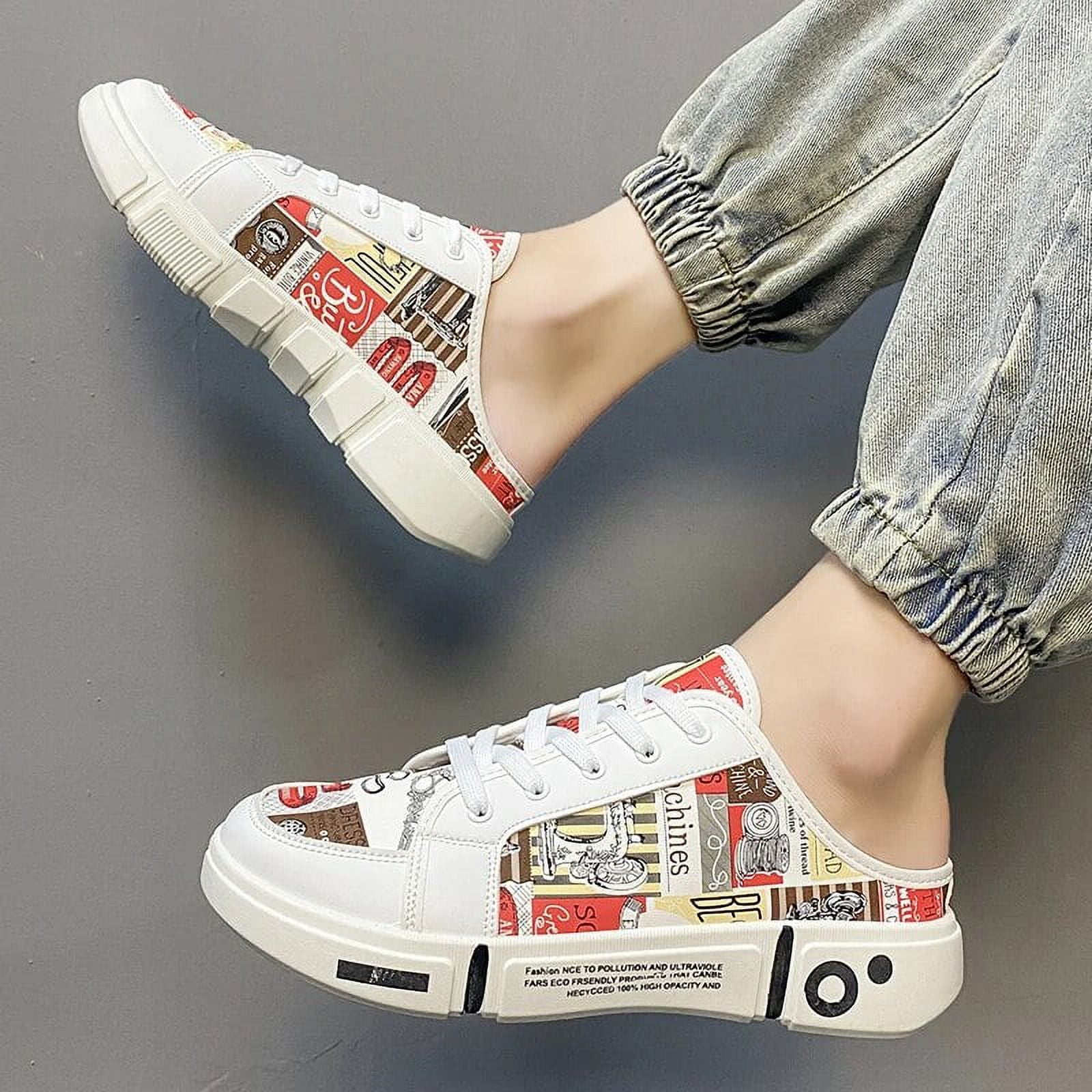 Mens Summer Without Heel Shoes Lazy Slippers for Men Outdoor Slip-on ...