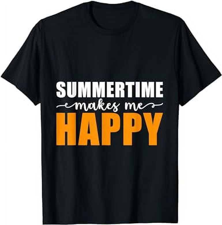 Mens Summertime Makes Me Happy Fun Time Fondness Season Seashore T ...
