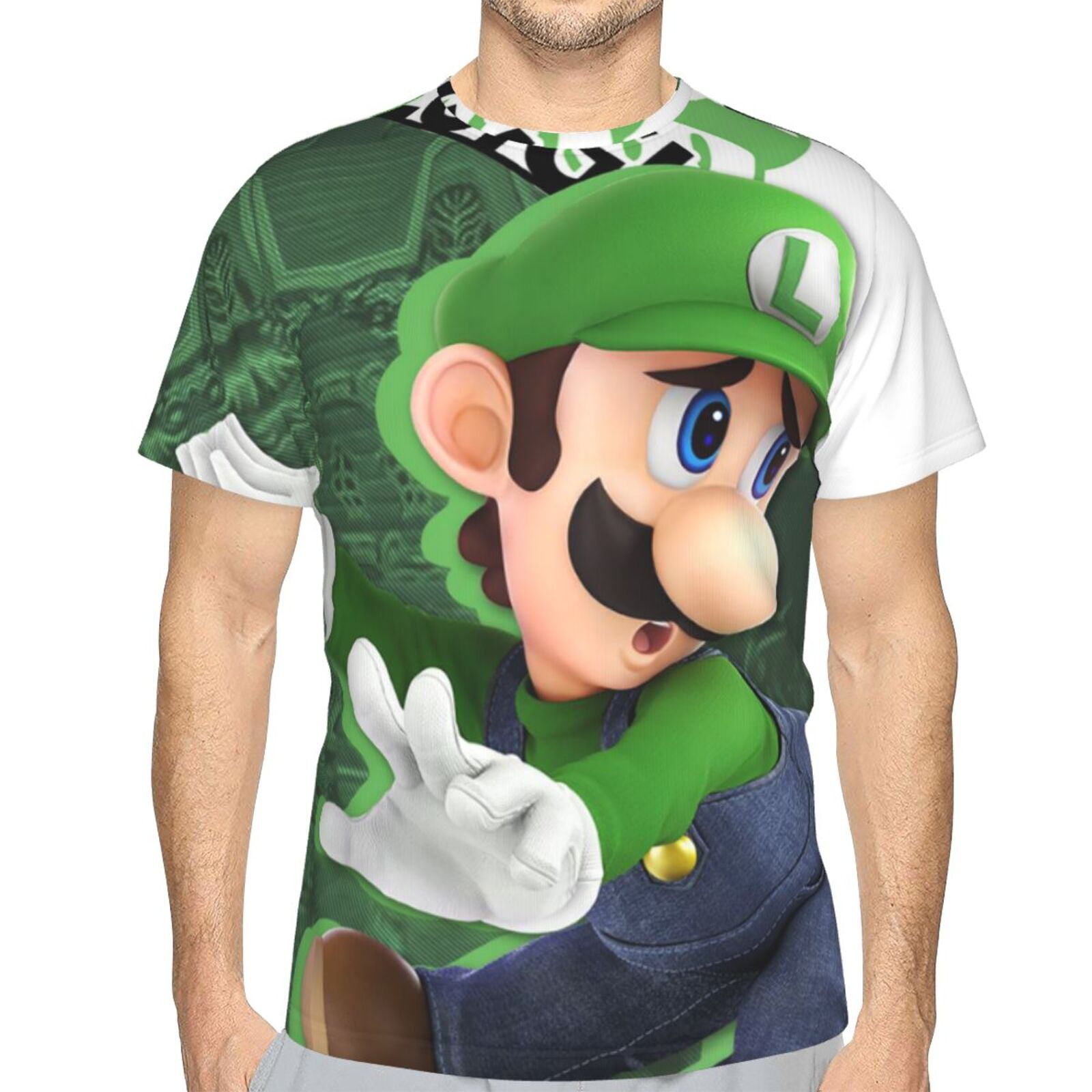 Mens Super Mario Luigi 3d Print T-Shirt Crewneck Short Sleeve Tee Shirt ...