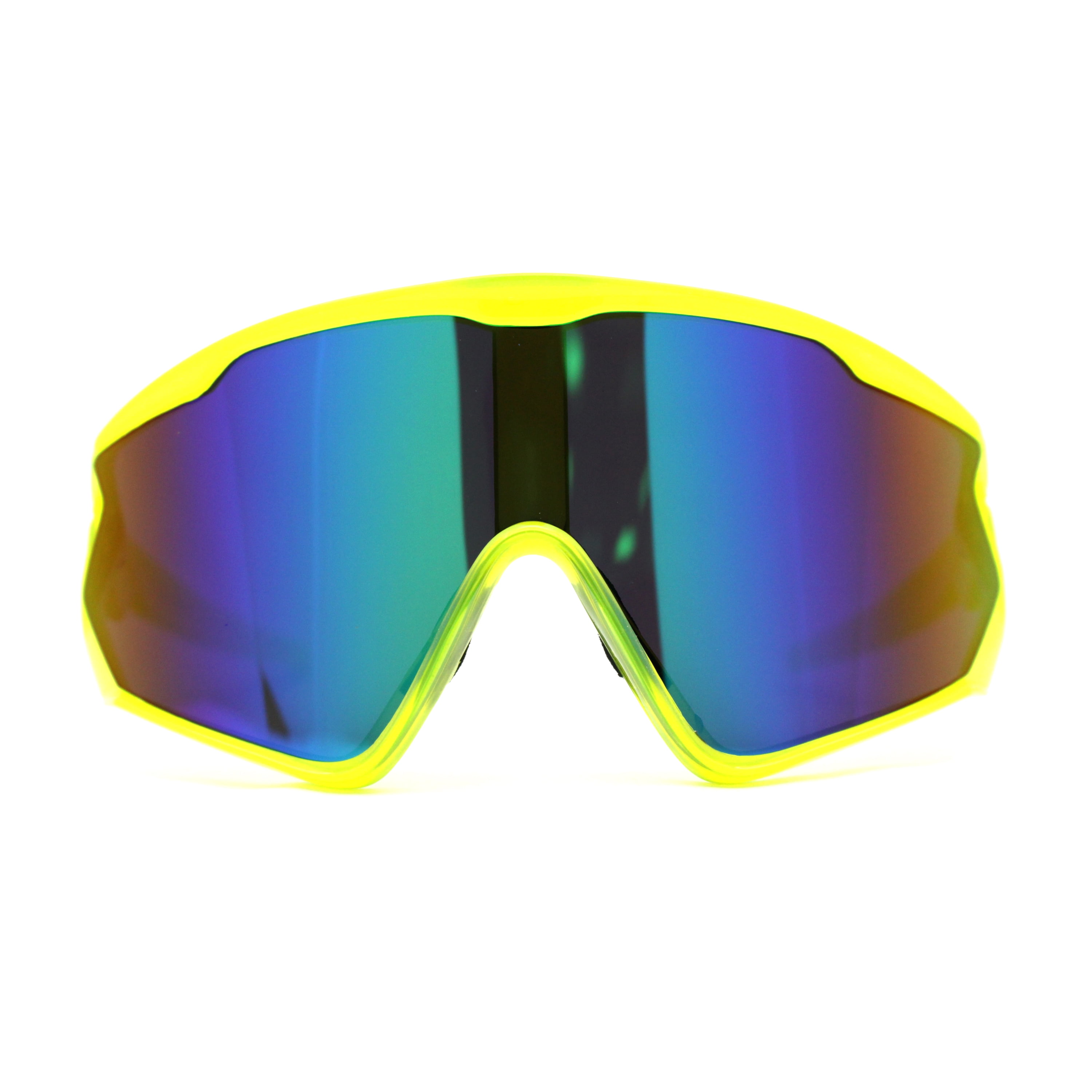 Mens Super Oversized Block Shield Geometric Bevel Cut Sport Sunglasses ...