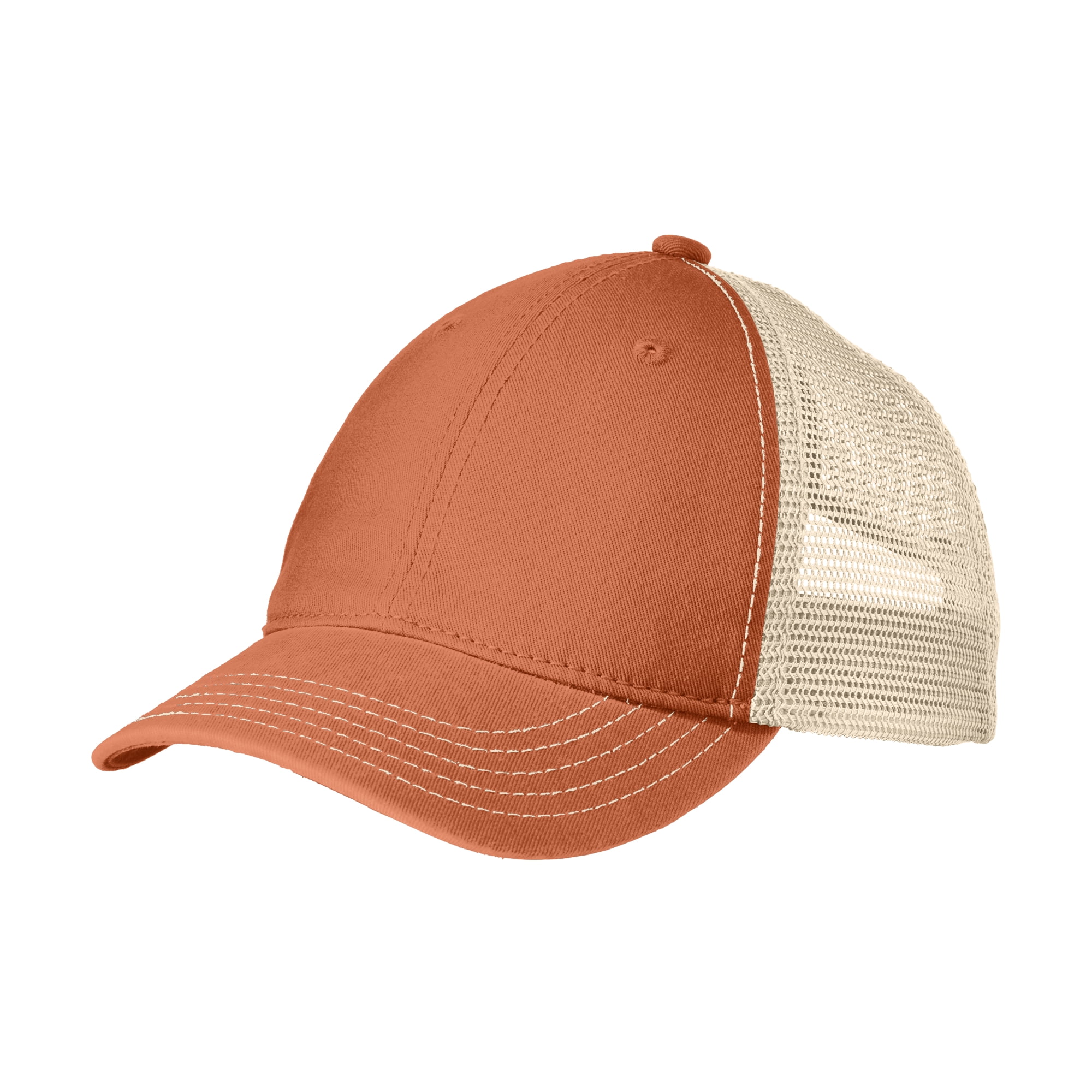 Mens Super Soft Mesh Cotton/Polyester Back Cap Burnt Orange/ Stone OSFA ...