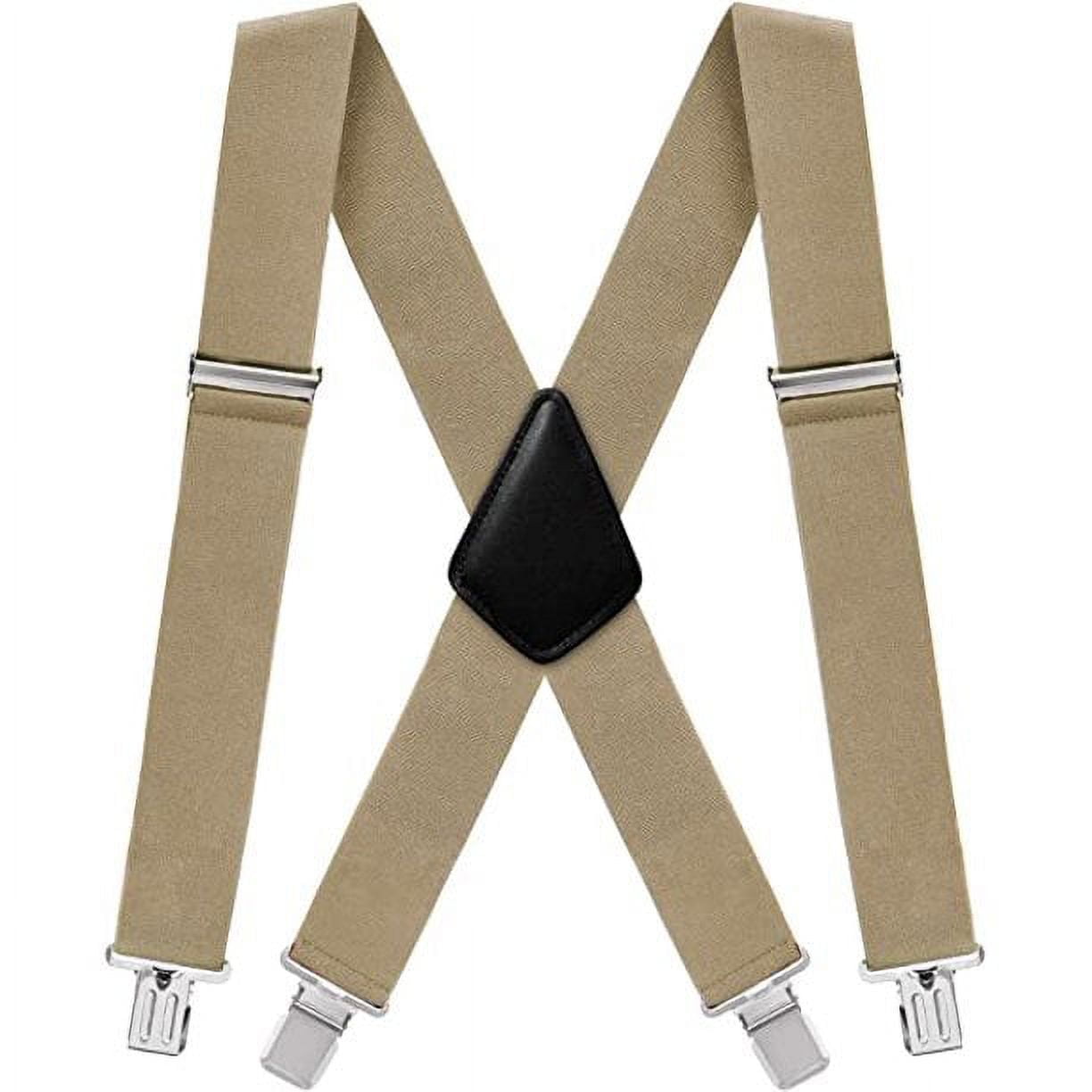 Mens Suspenders X-Back 2" Wide Adjustable Solid Straight Heavy Duty ...