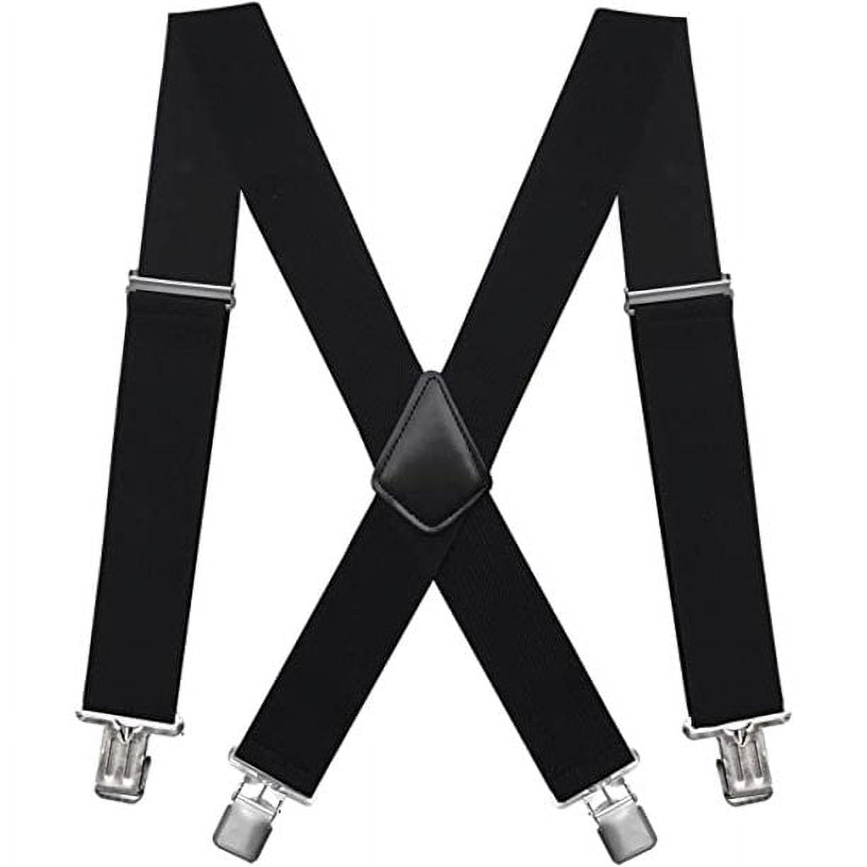 Mens Suspenders X-Back 2" Wide Adjustable Solid Straight Heavy Duty ...