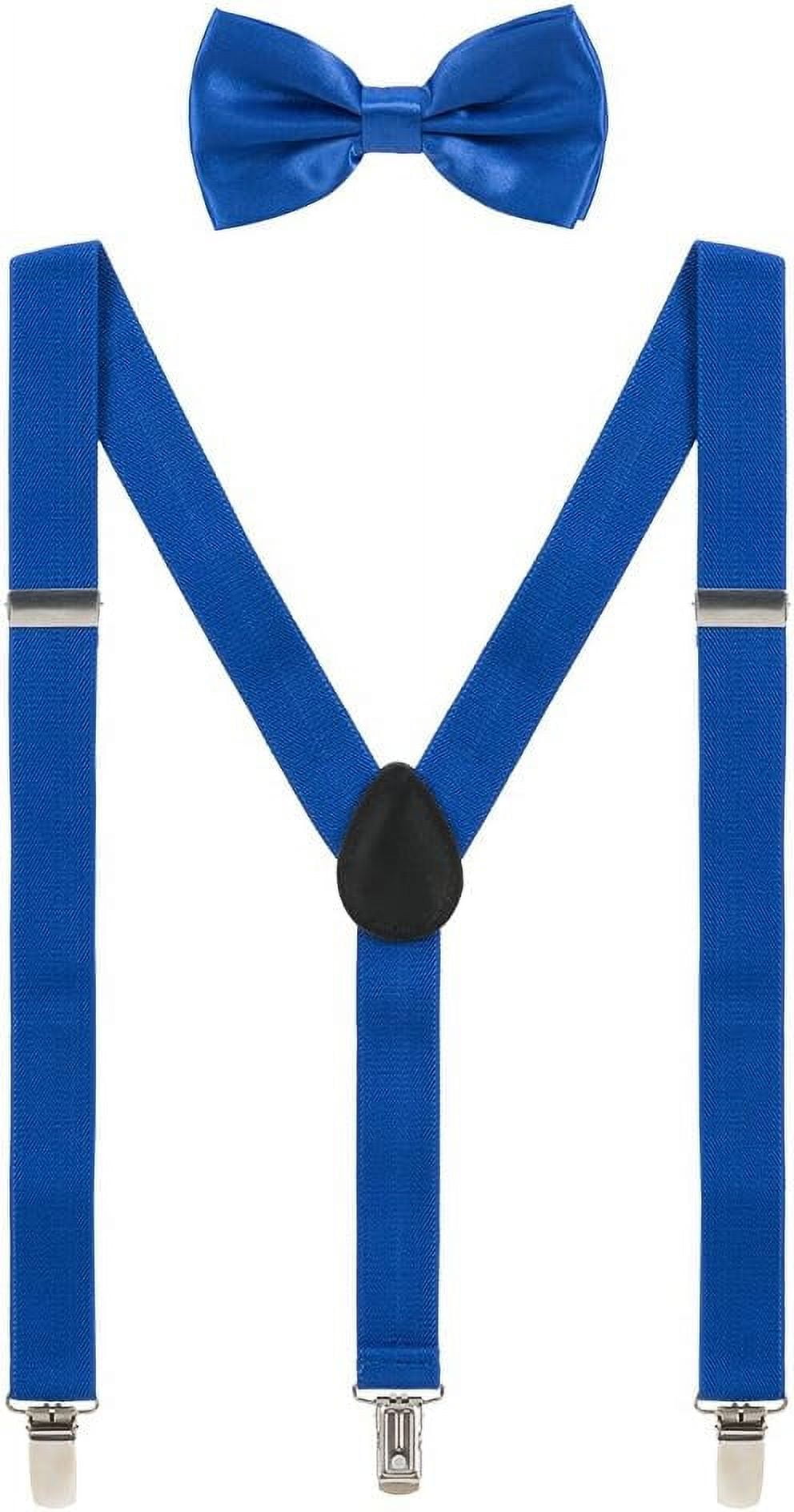 Mens Suspenders and Bow Tie Set Adjustable Elastic Clip On Suspenders ...