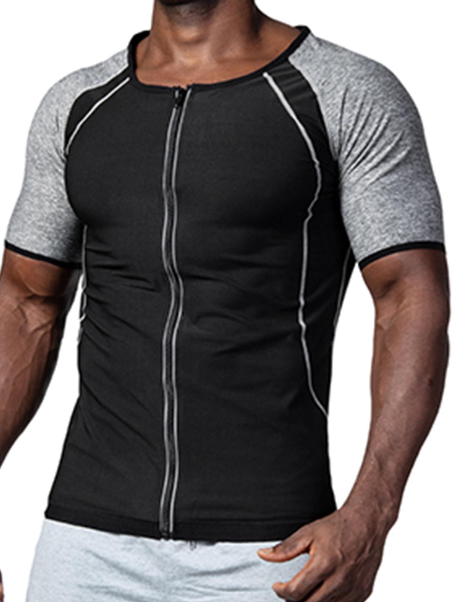 Mens Sweat Body Shaper Weight Loss Sauna Suit Workout Shirt Body Shaper ...