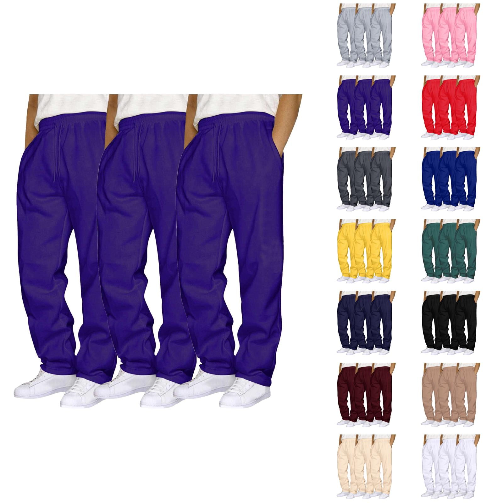 Mens Sweat Pants 3 Pack 2026 Fashion Elastic Waist Drawstring Straight ...