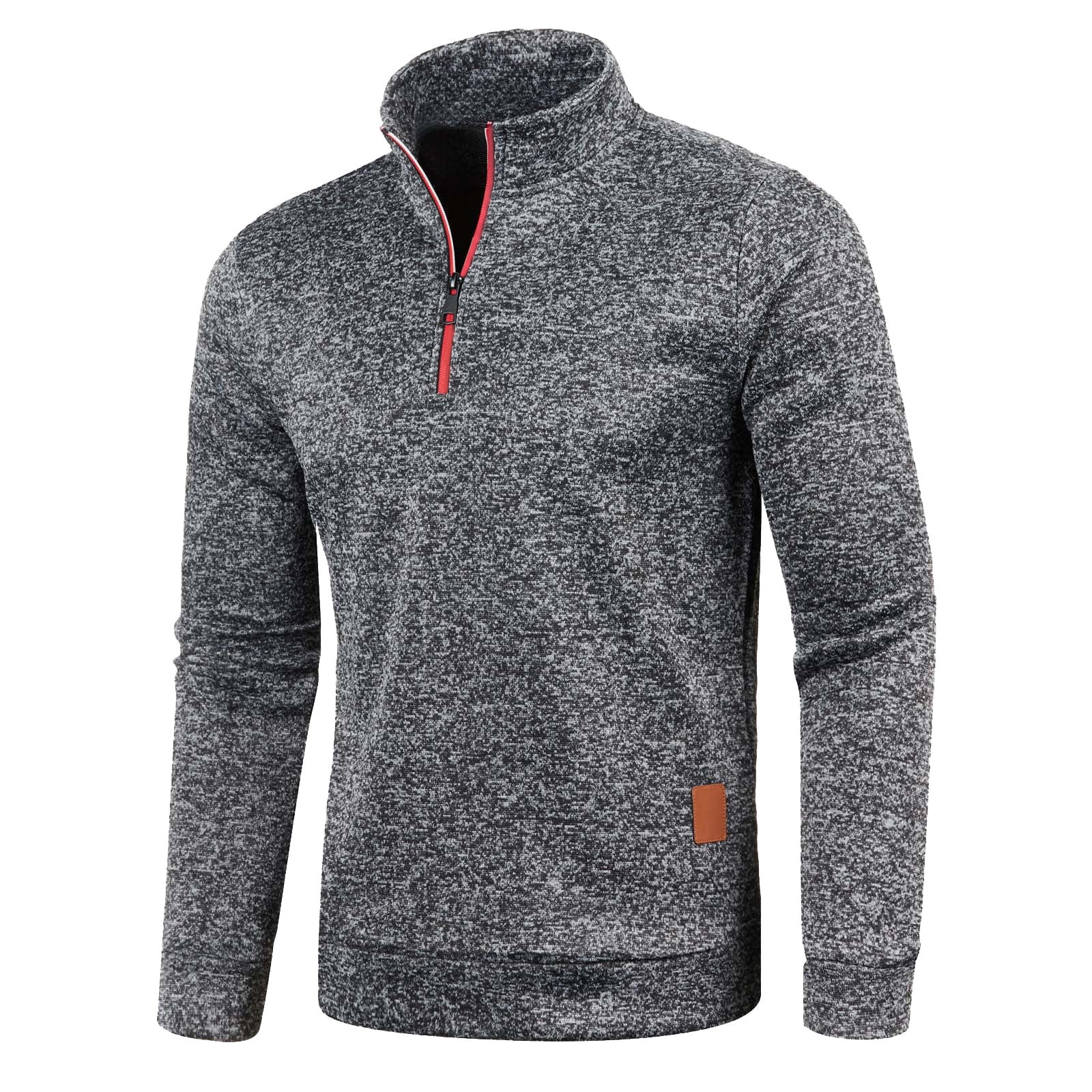 Mens Sweaters Autumn and Winter Zipper Neck Long Sleeve Solid Color ...