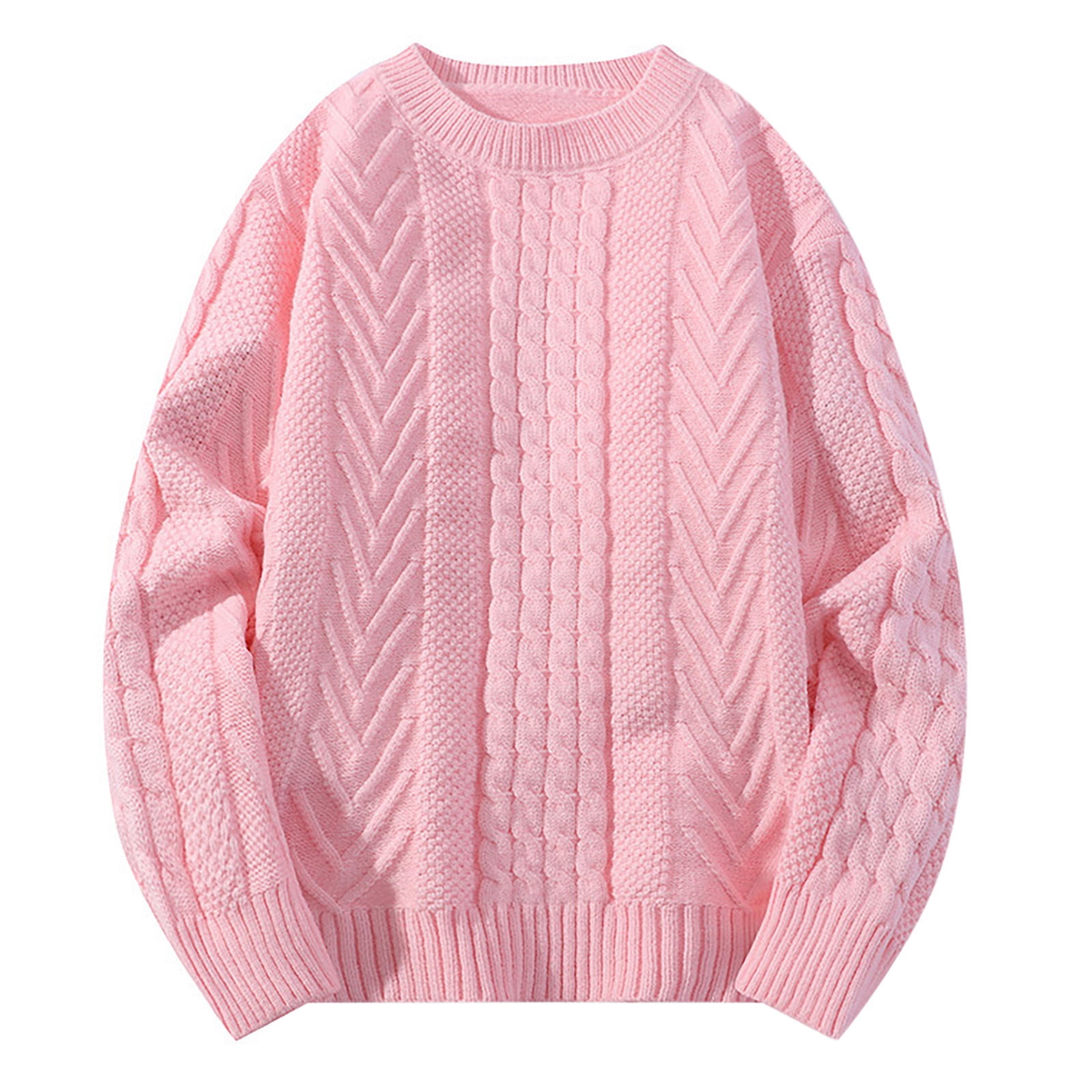 Mens Sweaters Fashion Crewneck Pullover Knitted Soft Winter Cable Knit ...