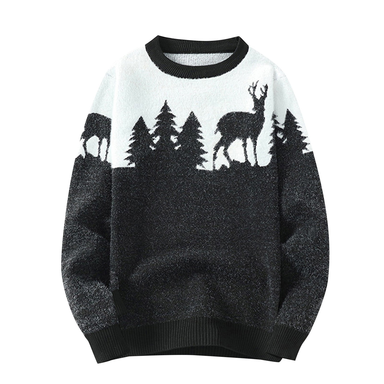 Mens Sweaters Knitted Pullover Casual Warm Christmas Solid Color Long ...