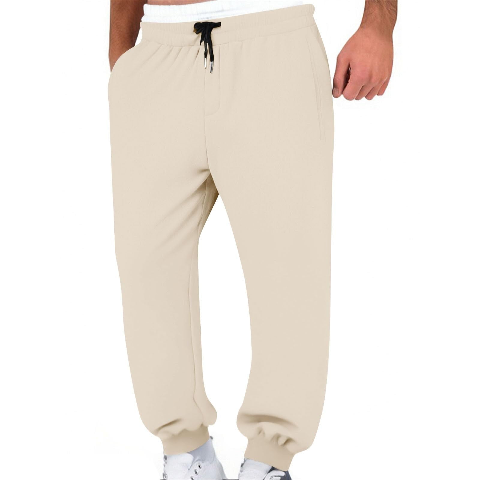 Mens Sweatpants Baggy Solid Color Casual Pants Double Layer Waistband ...