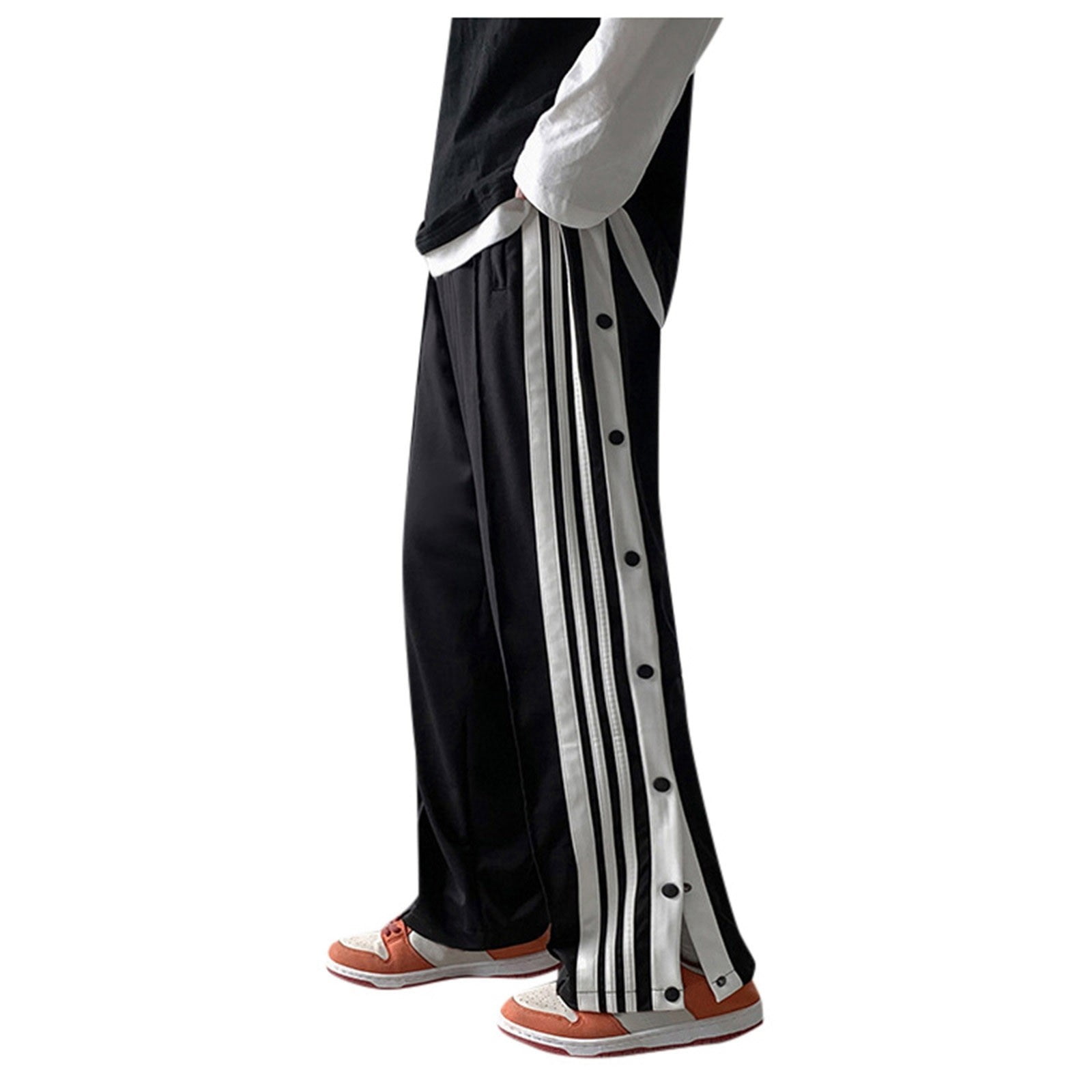 Mens Sweatpants Tear Away Basketball Pants 2 Side High Split Snap ...