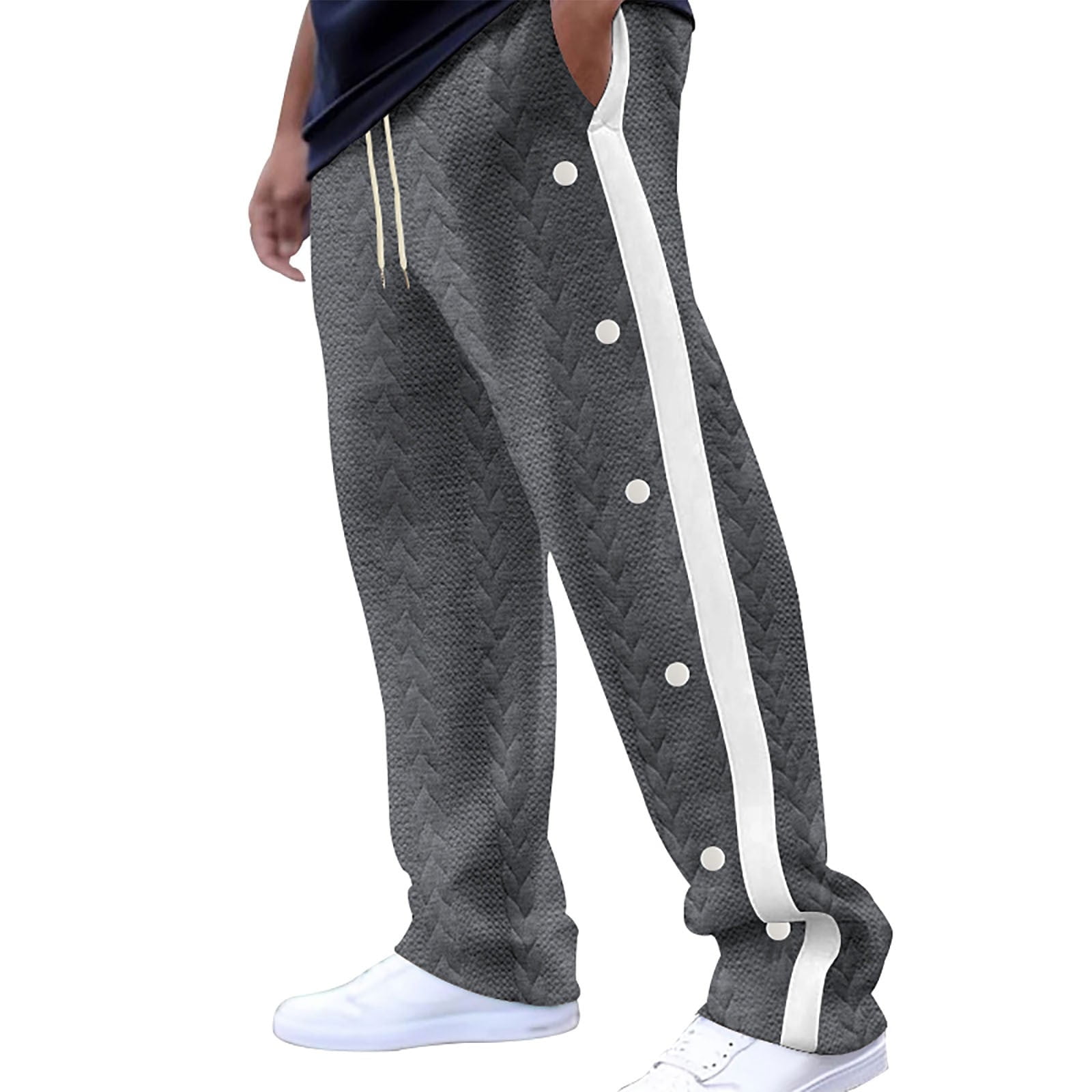Mens Sweatpants Tear Away Basketball Pants 2 Side Zippers Snap Off Full ...