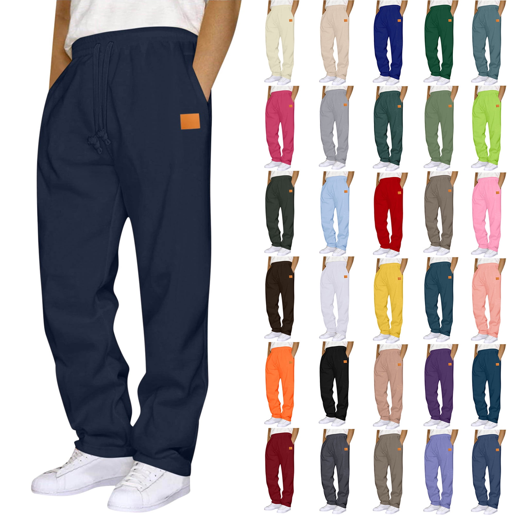 Mens Sweatpants with Pockets Fashion Drawstring Elastic Waist Solid ...