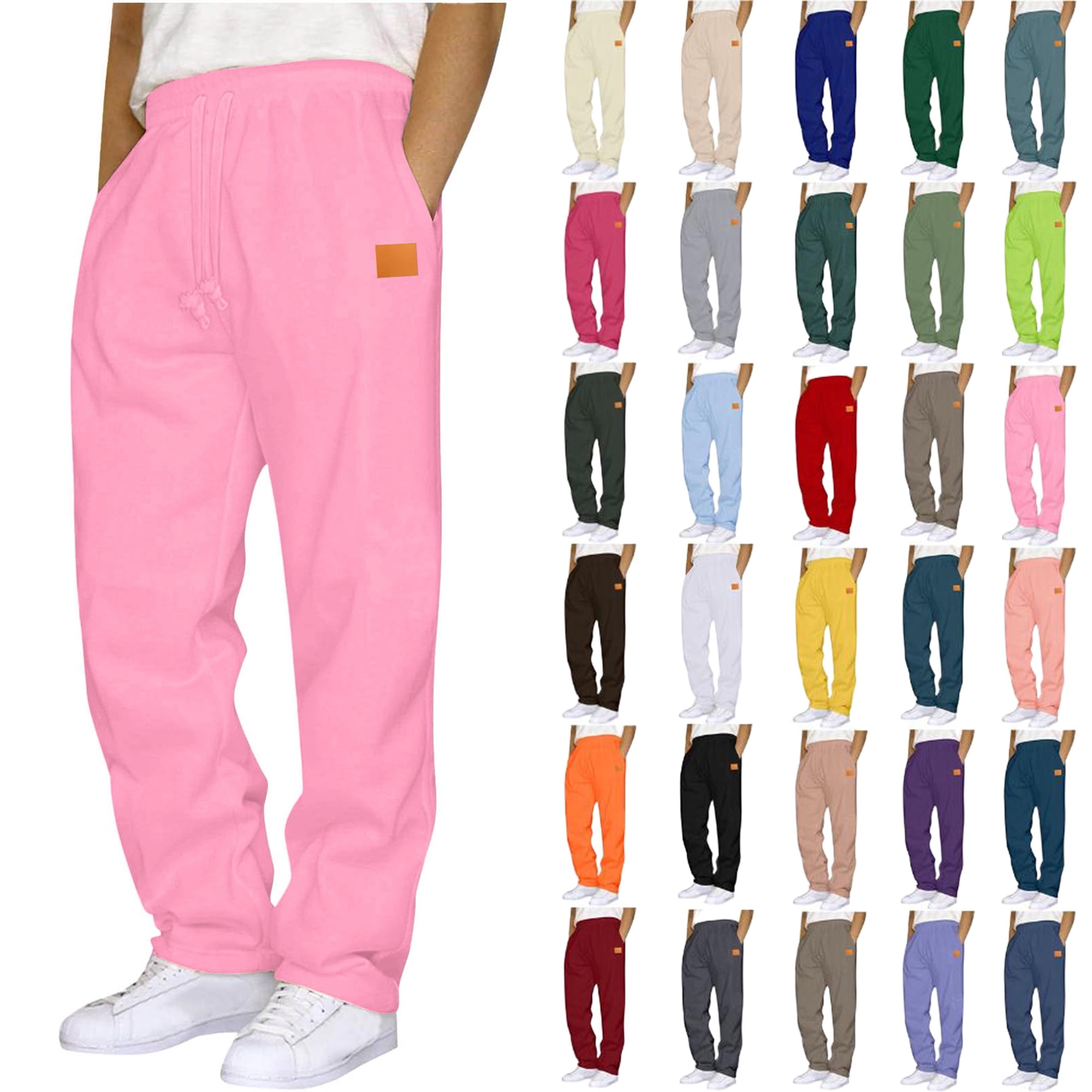 Mens Pants Athletic Fit Stretch Fashion Drawstring Elastic Waist Solid ...