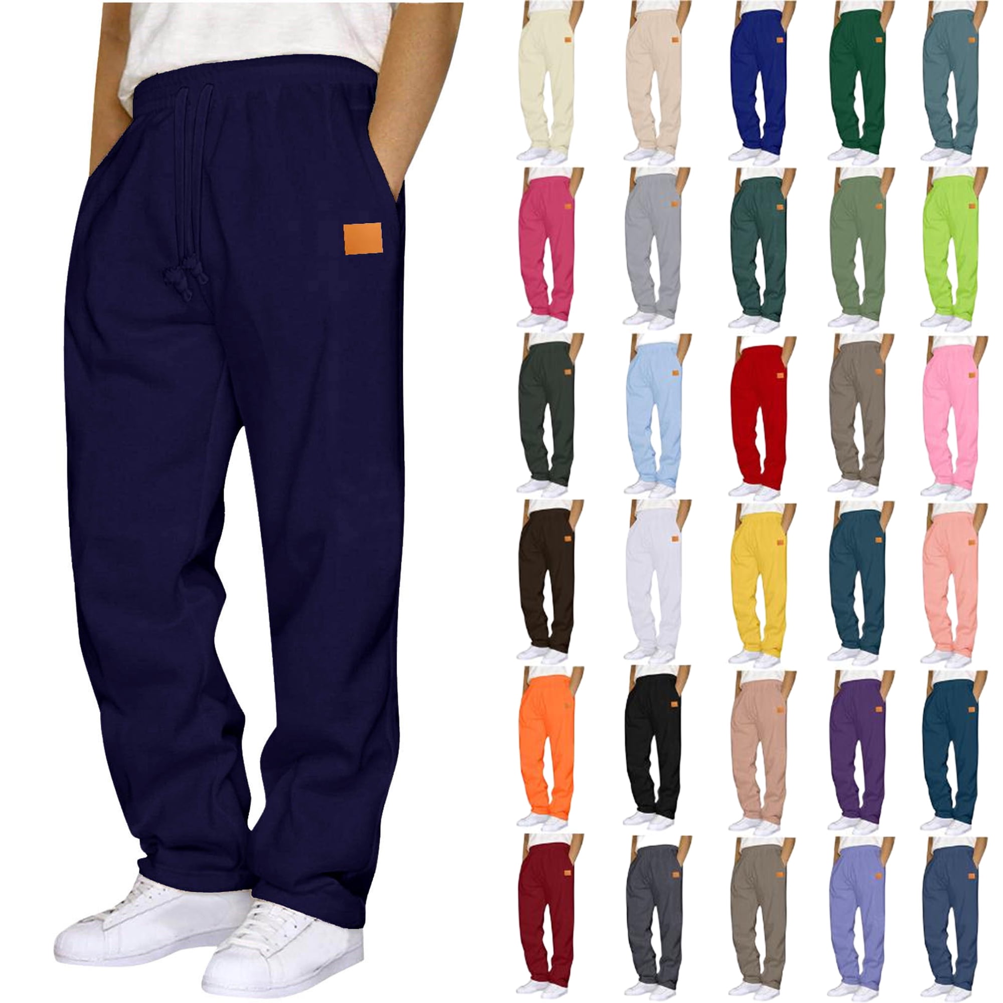 Mens Sweatpants with Pockets Fashion Drawstring Elastic Waist Solid ...
