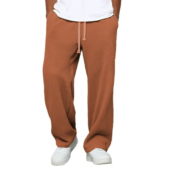 Mens Sweatpants with Pockets Mens Casual Pants Relaxed Fit Waffle Knit ...