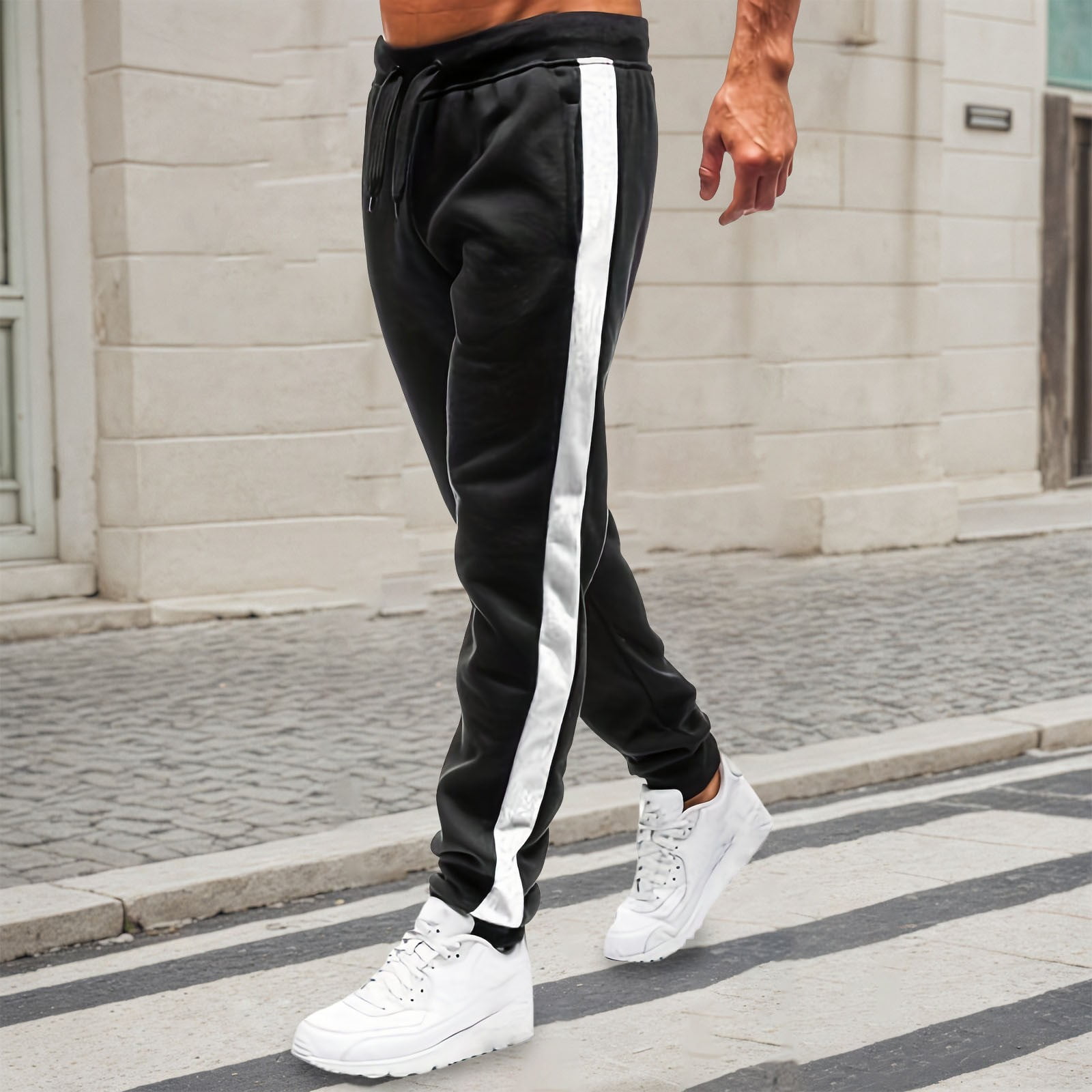 Mens Sweatpants with Pockets Solid Color Mid Waisted Lightweight ...