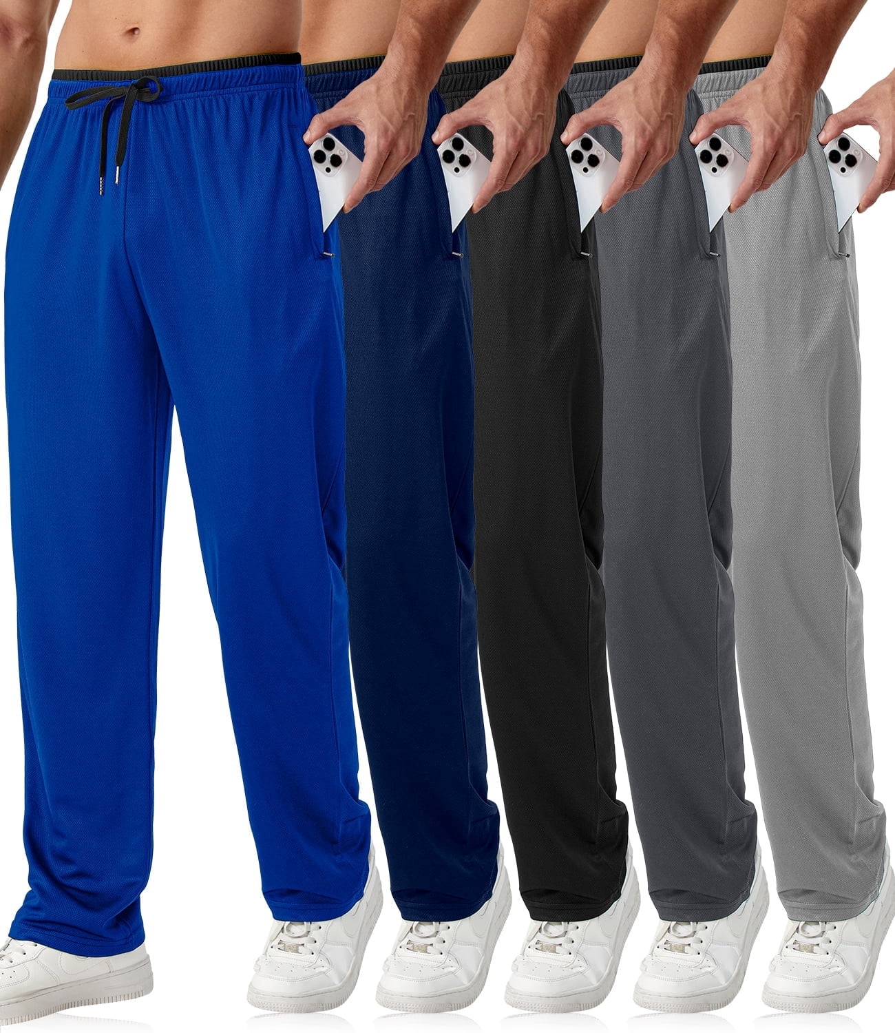 Mens Sweatpants with Zipper Pockets 5 Pack Mens Joggers for Men Open ...