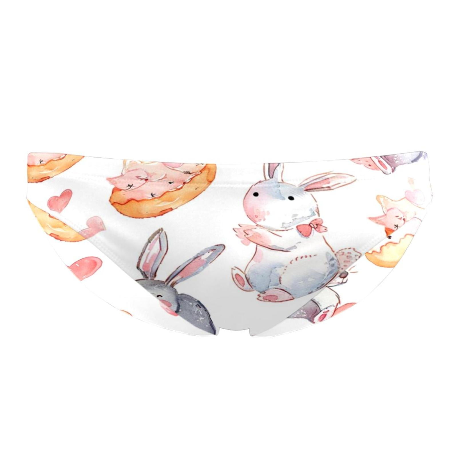 Mens Swim Briefs Mens Athletic Swimwear Jammers Cartoon Lovely Bunny Pink Donut Kawaii