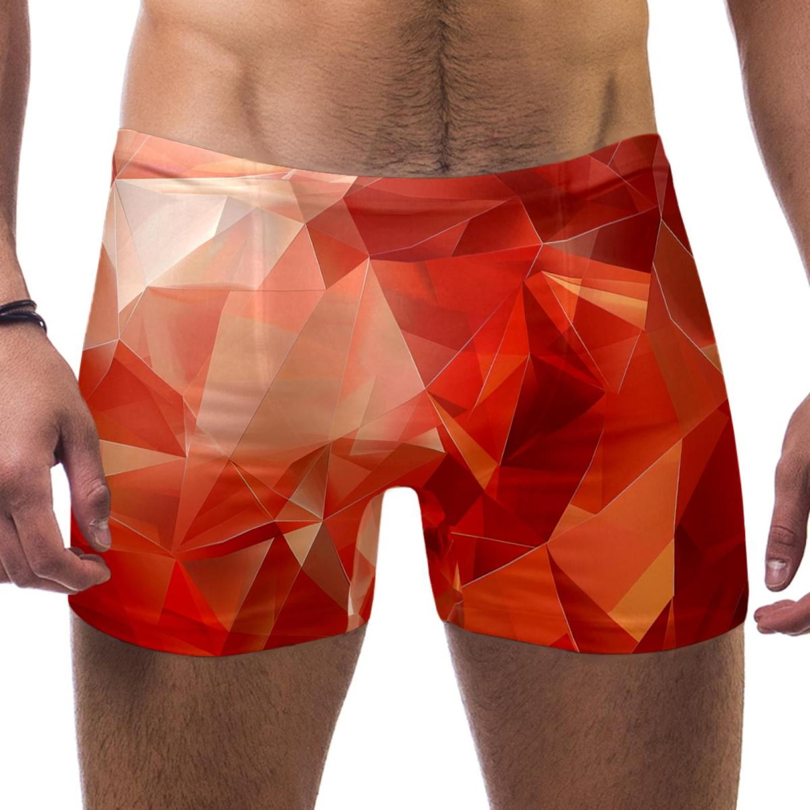 Mens Swim Briefs Mens Swim Briefs Modern Geometric Pattern Art Red