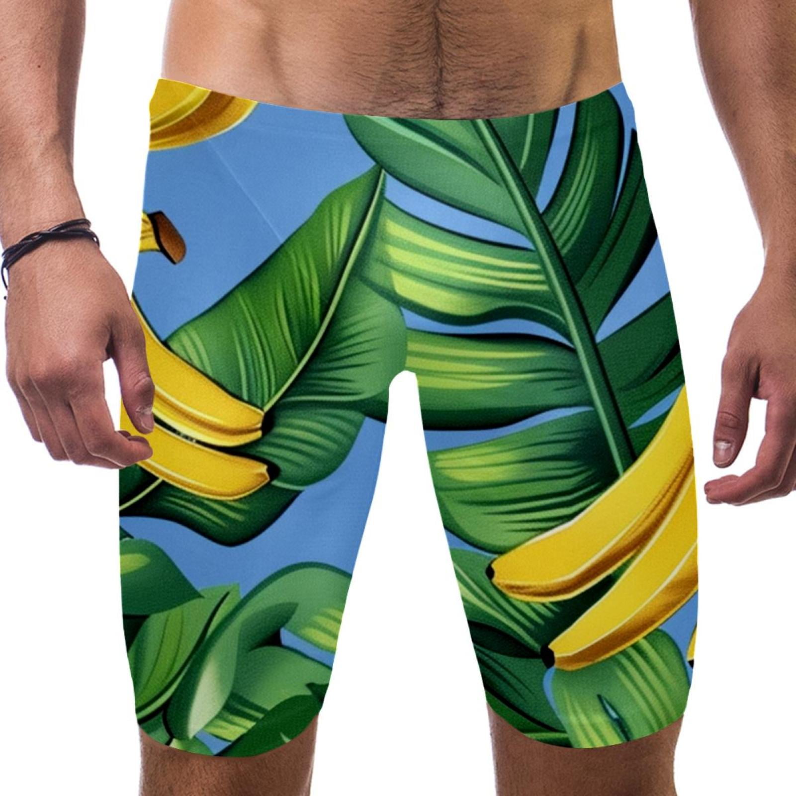 Mens Swim Briefs Mens Swimwear Modern Cartoon Tropical Plant Banana