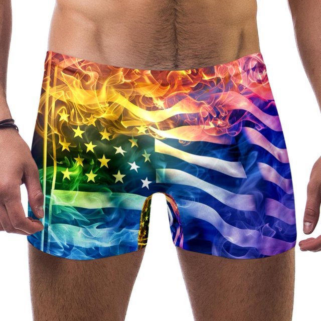 Mens Swim Briefs Mens Swimwear Rainbow Peace Pride Lgbt Usa Flag