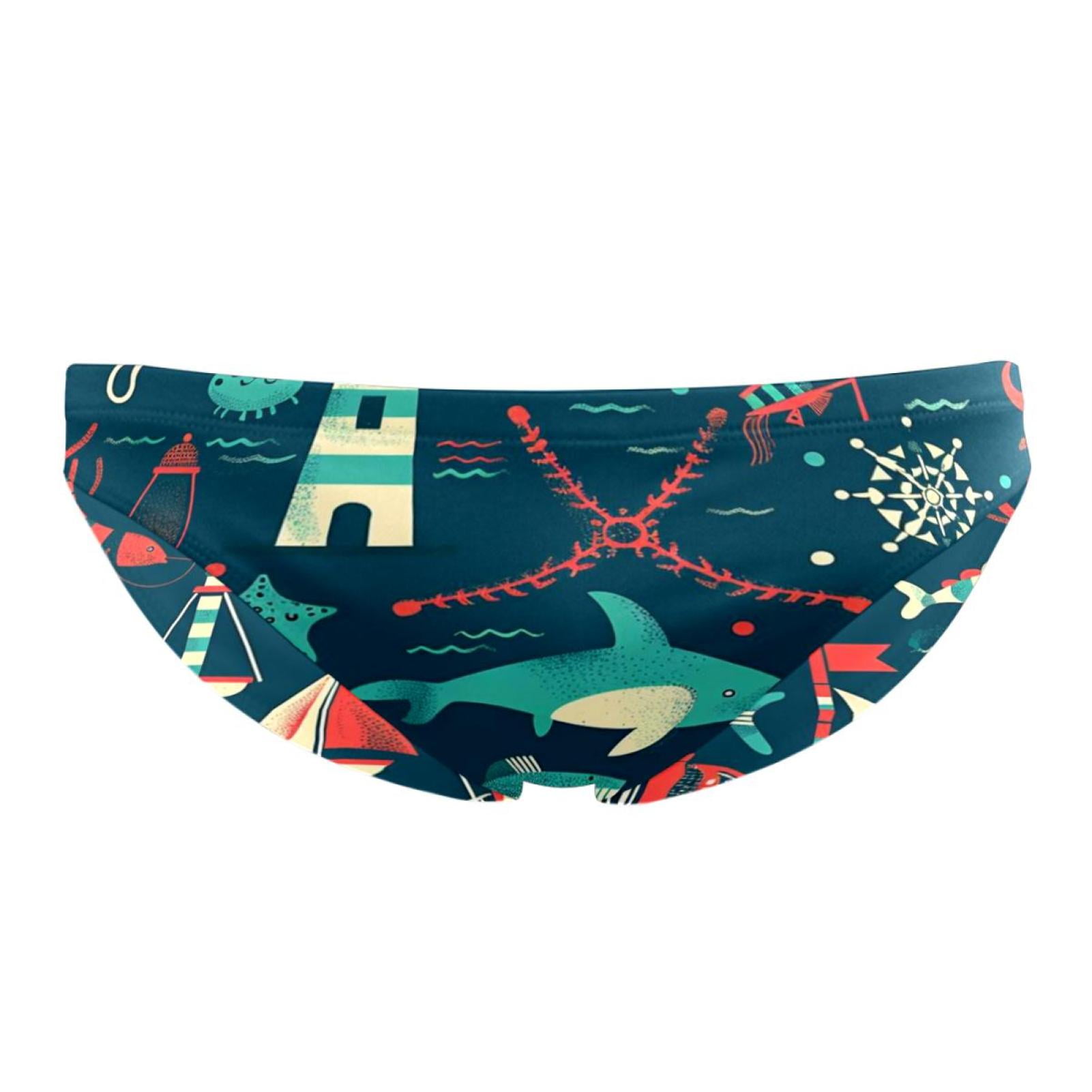 Mens Swim Briefs Mens Bikini Swimwear Cartoon Ocean Octopus Anchor Sailboat
