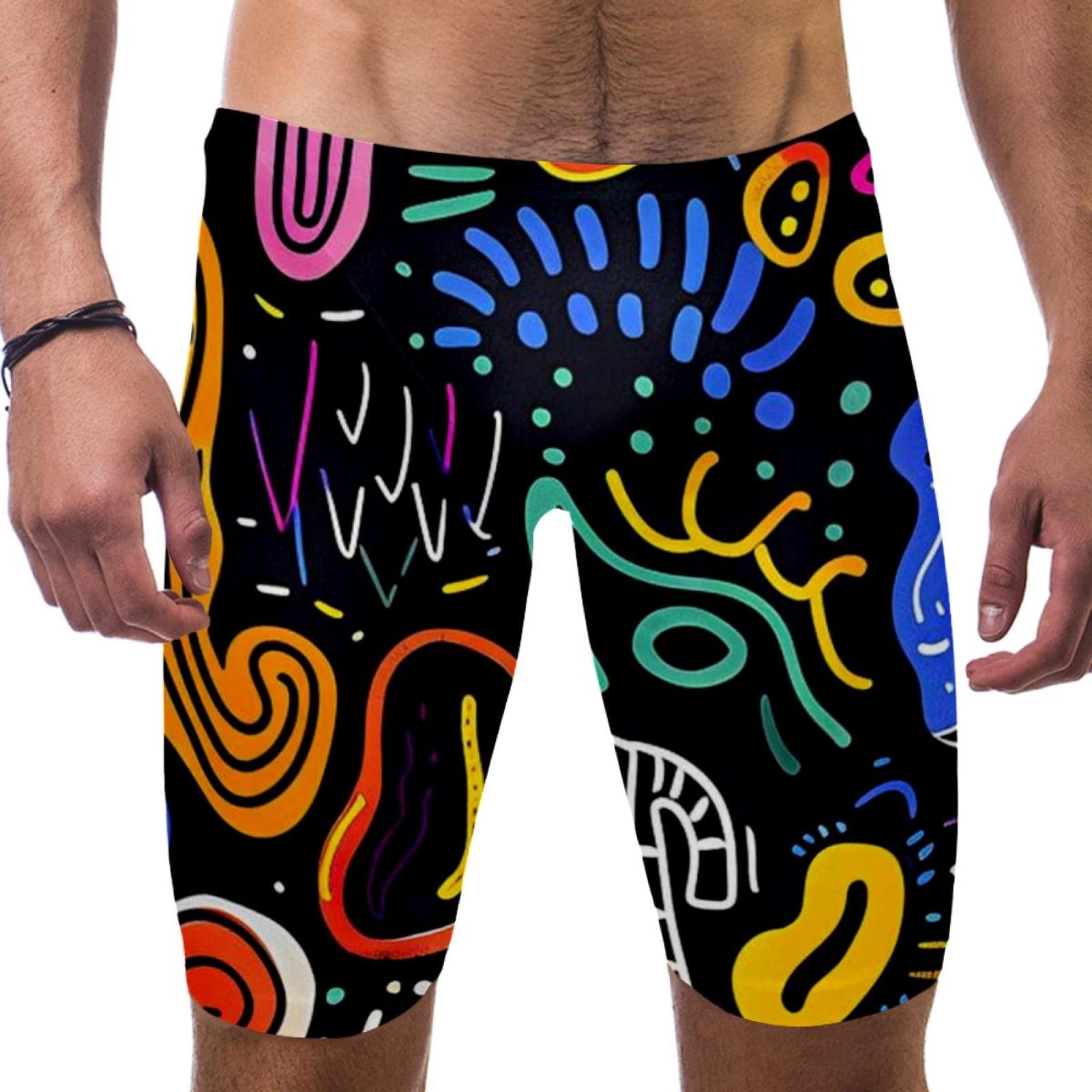 Mens Swim Briefs Mens Jammers For Swimming Cartoon Lovely Doodle Art