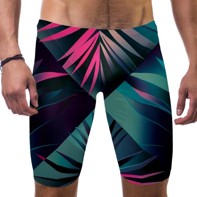 Mens Swim Briefs Mens Swim Jammers Geometric Pattern Tropical Leaves