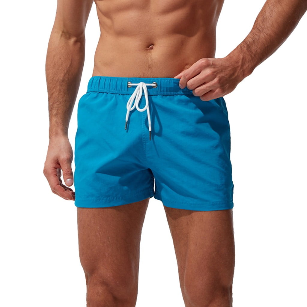 Mens Swim Shorts Breathable Pockets Slim Wear Plus Trunks Swimwear