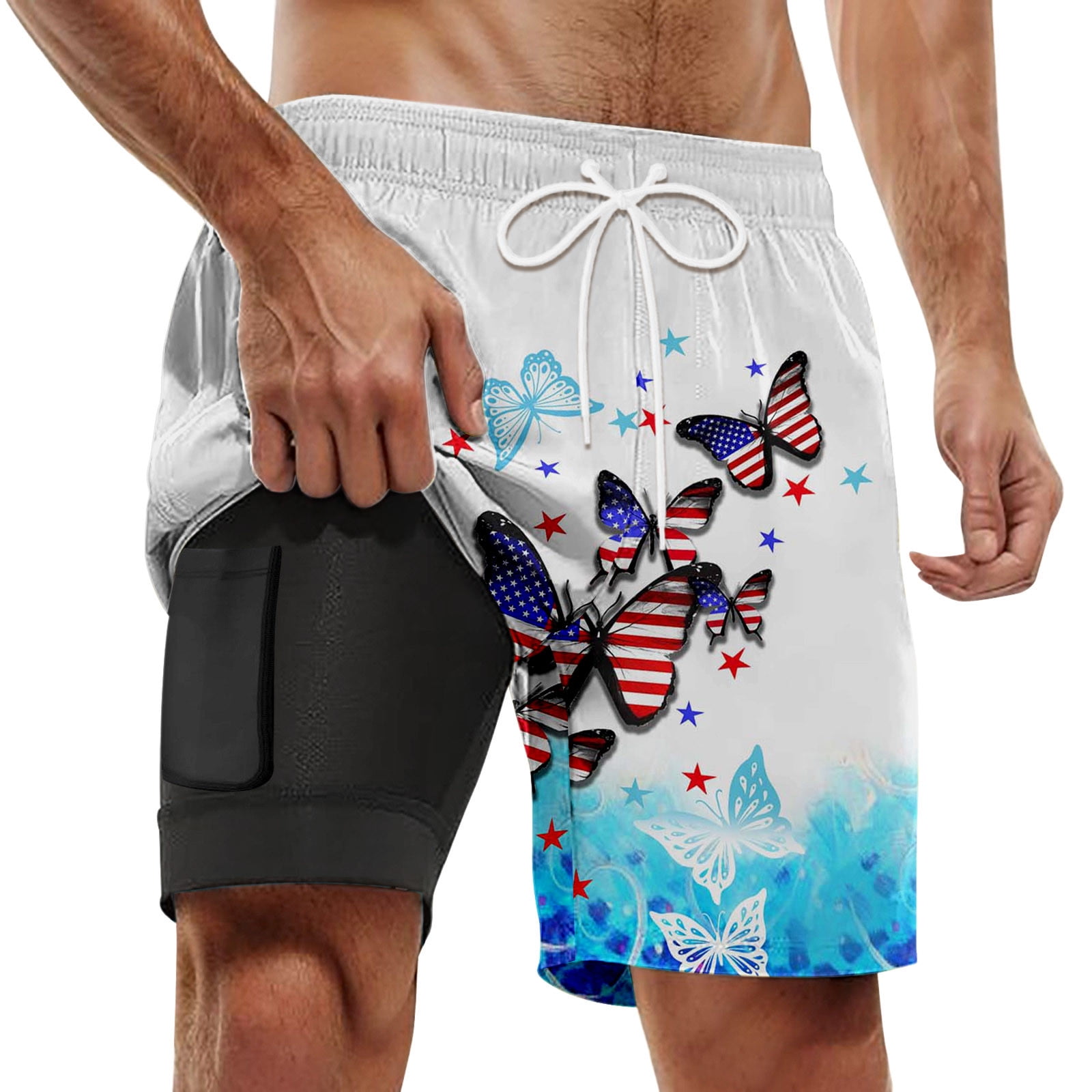 Mens Swim Trunks 7 Inch Compression Stretchy Quick Dry High Elastic ...