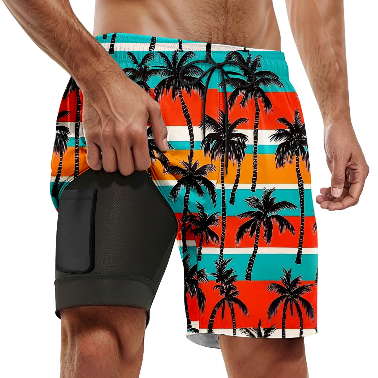 Mens Swim Trunks 8 Inch Stretchy Quick Dry Expandable Waist Stretch ...
