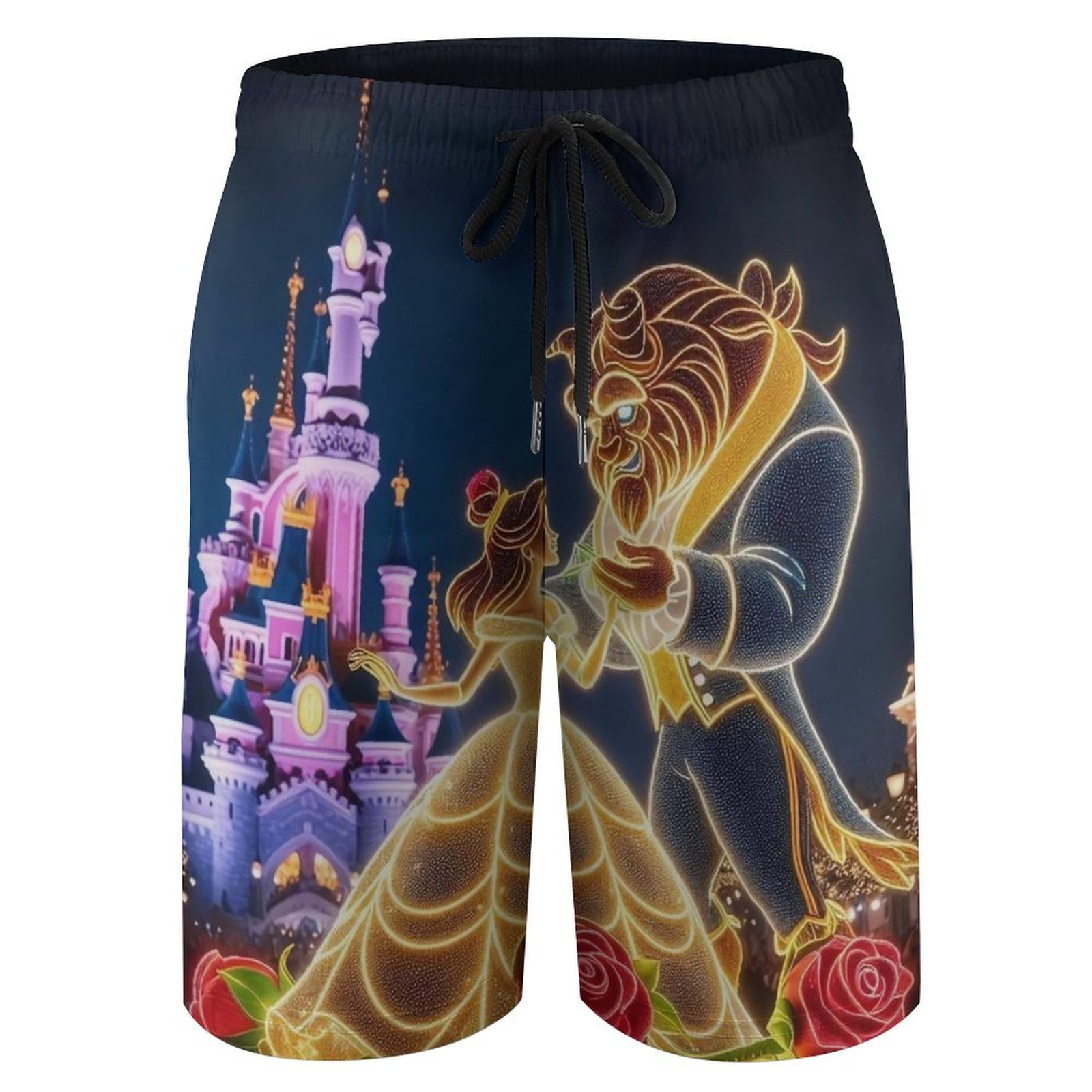 Mens Swim Trunks,Beast Princess Belle Beauty Rose Boys Swim Trunks with ...