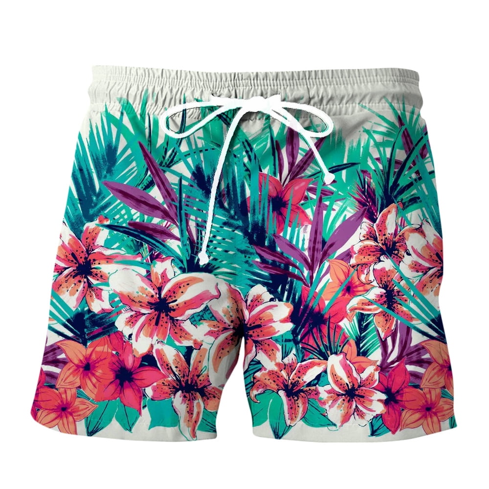 Mens Swim Trunks Board Shorts Long Quick Dry Swim Shorts Flower ...
