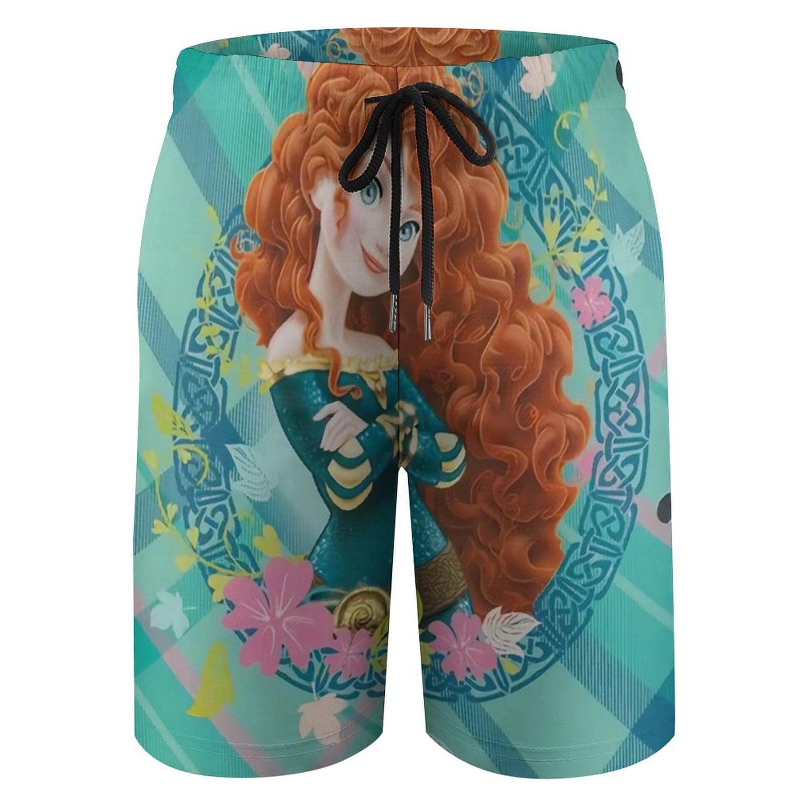 Mens Swim Trunks,Brave Merida Grid Poster Boys Swim Trunks with Boxer ...