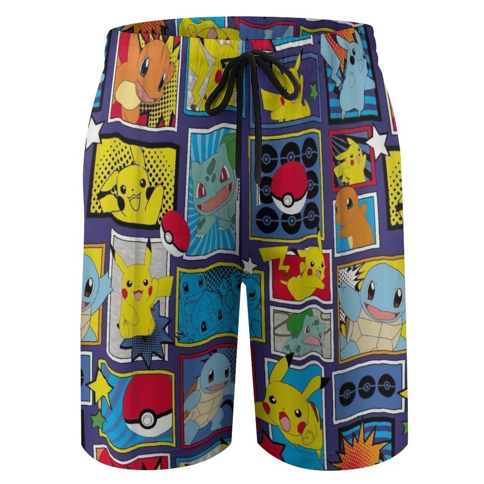 Mens Swim Trunks,Cartoon Pokémon Pikachu Boys Swim Trunks with Boxer ...