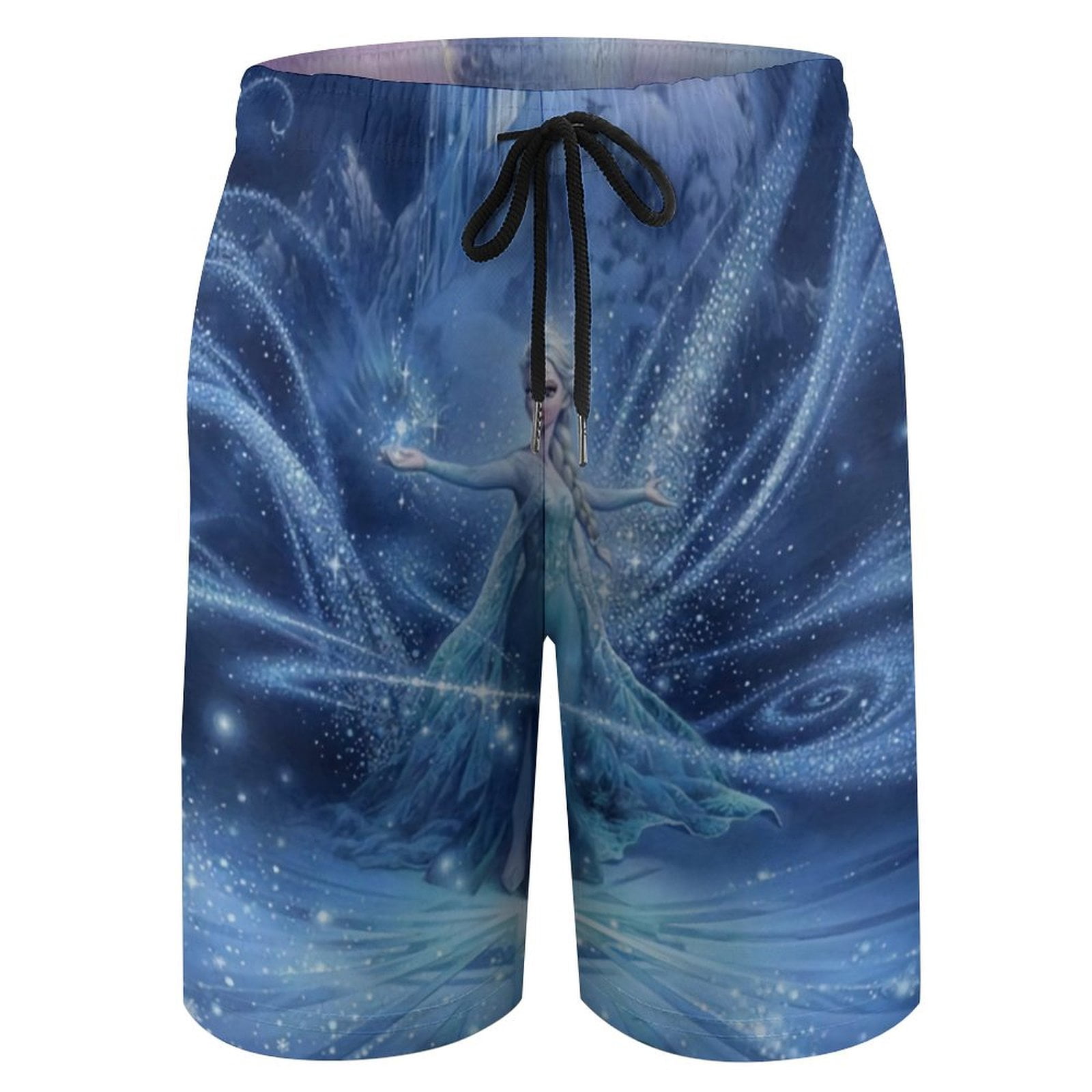Mens Swim Trunks,Frozen Elsa Snowflake Swirls Princess Pose Boys Swim ...