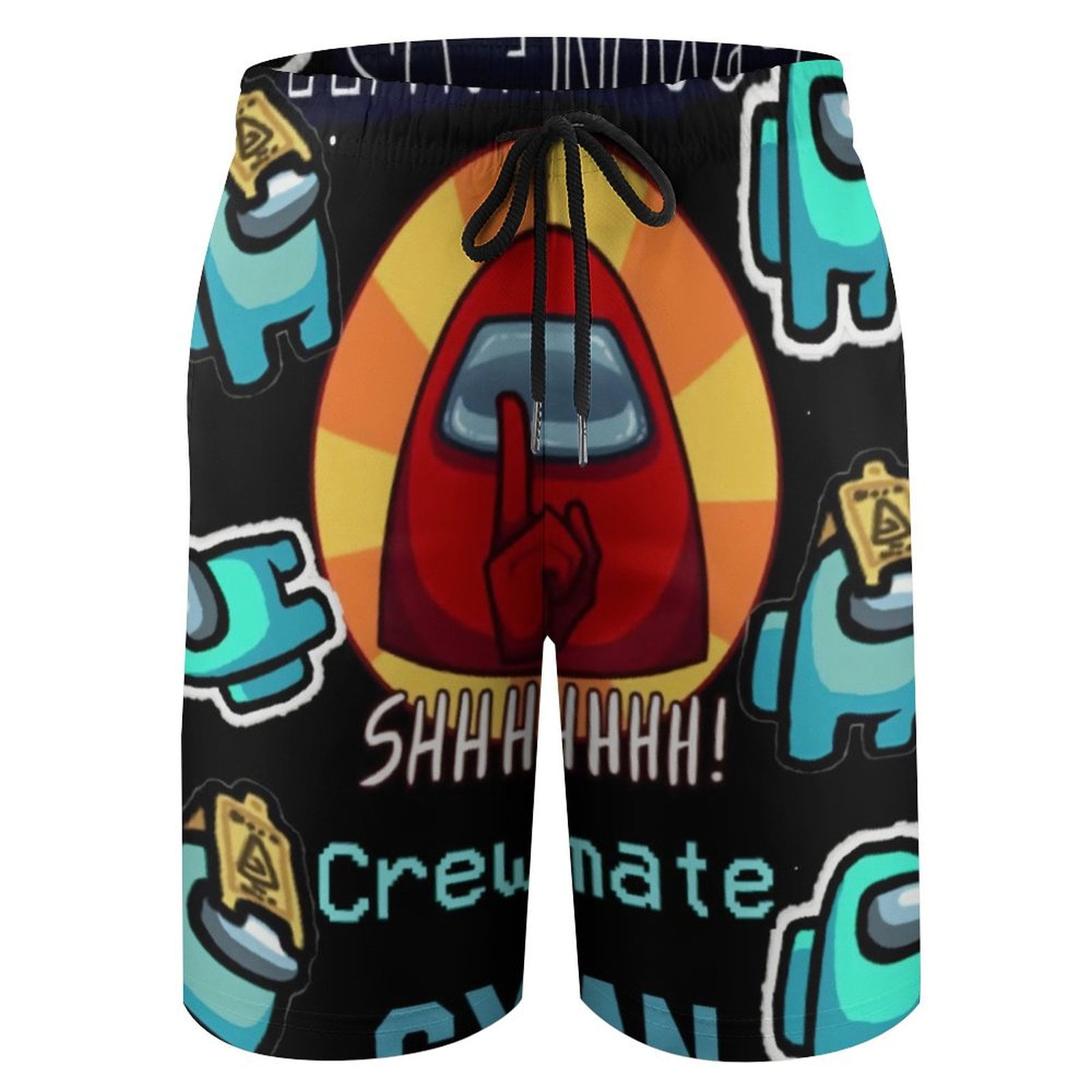 Mens Swim Trunks,Gaming Among Us Crewmate CYAN Boys Swim Trunks with ...