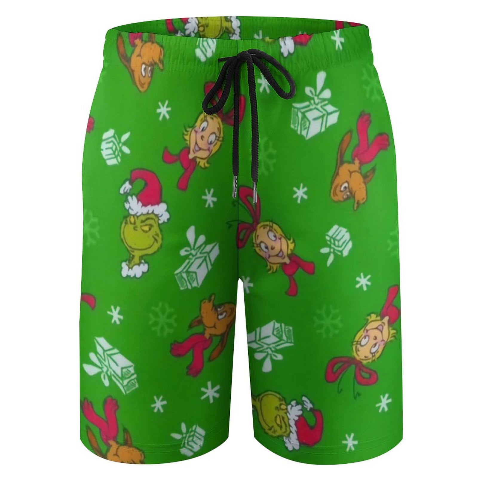 Mens Swim Trunks,Green The Grinch And Cindy Lou Character Christmas ...