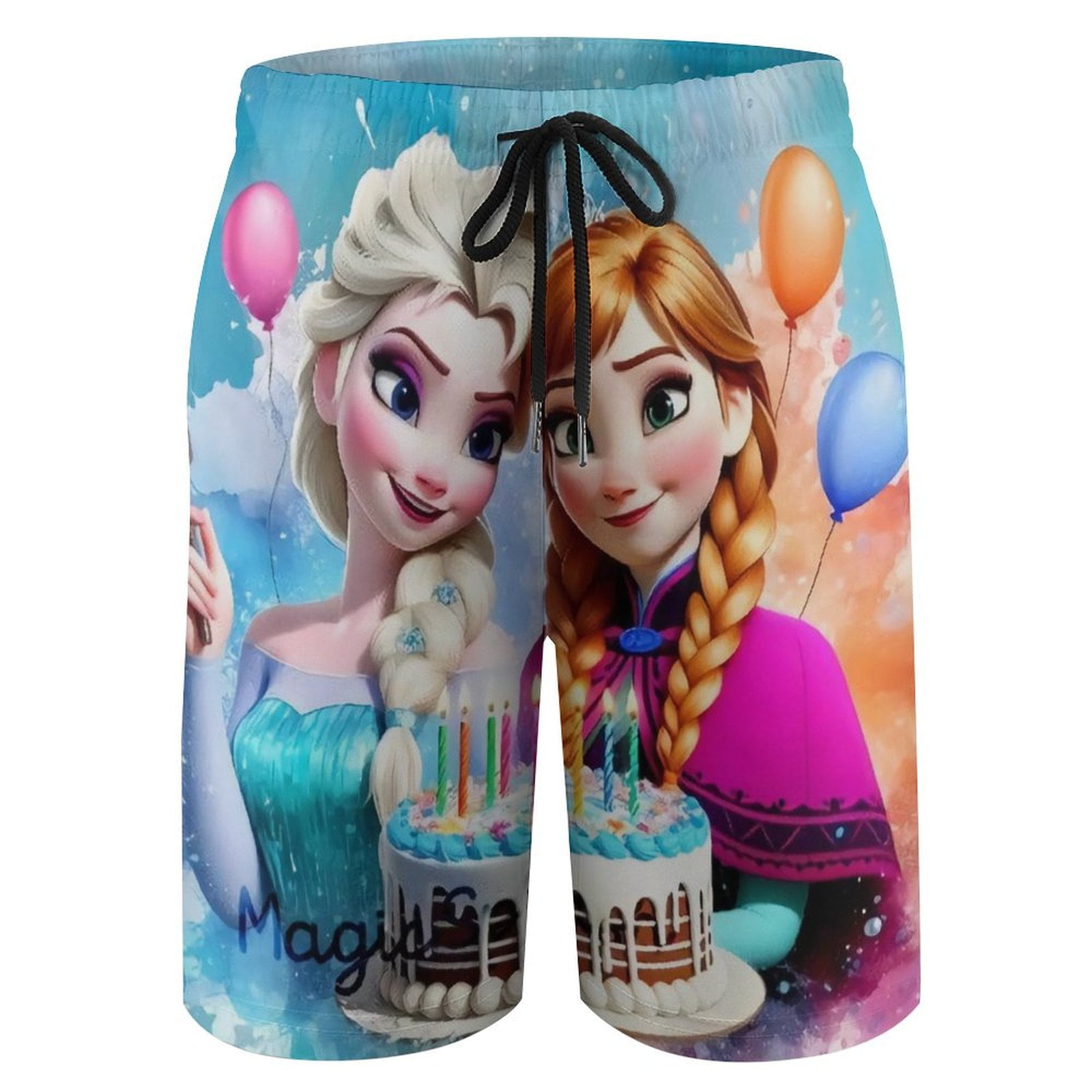 Mens Swim Trunks,Happy Birthday Frozen Elsa And Anna Boys Swim Trunks Compression Liner Swim ...