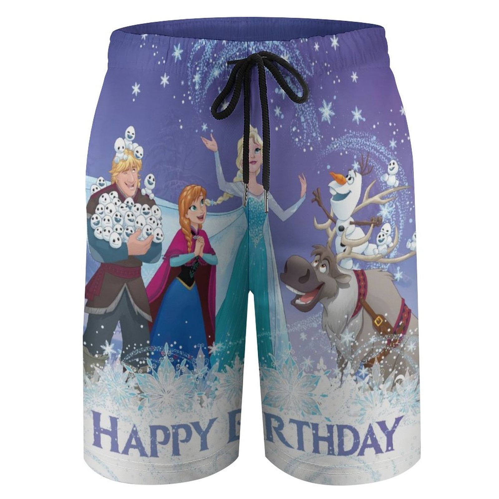 Mens Swim Trunks,Happy Birthday Frozen Elsa Boys Swim Trunks with Boxer ...
