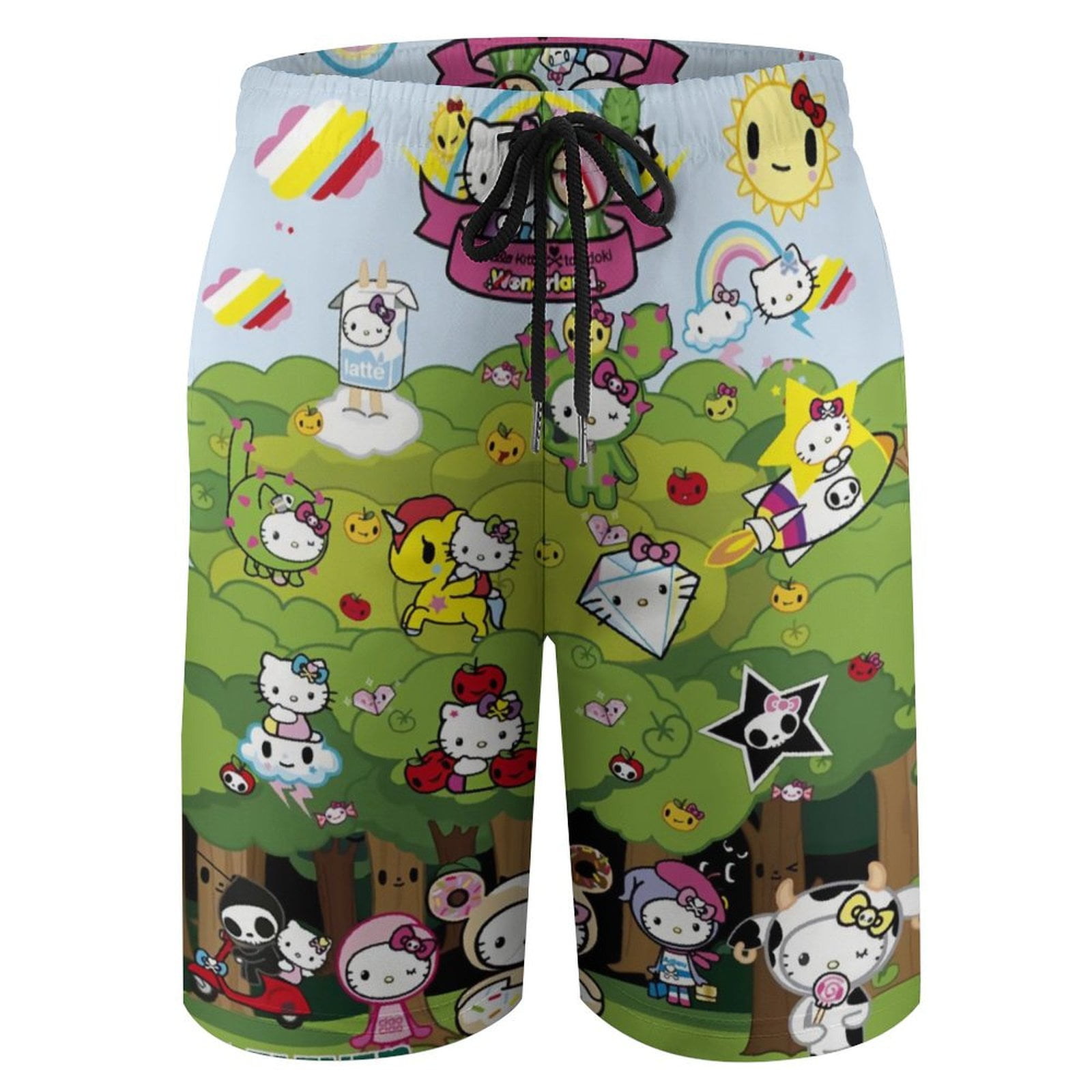 Mens Swim Trunks,Happy Holidays Kuromi Melody Hello-Kitty Boys Swim ...