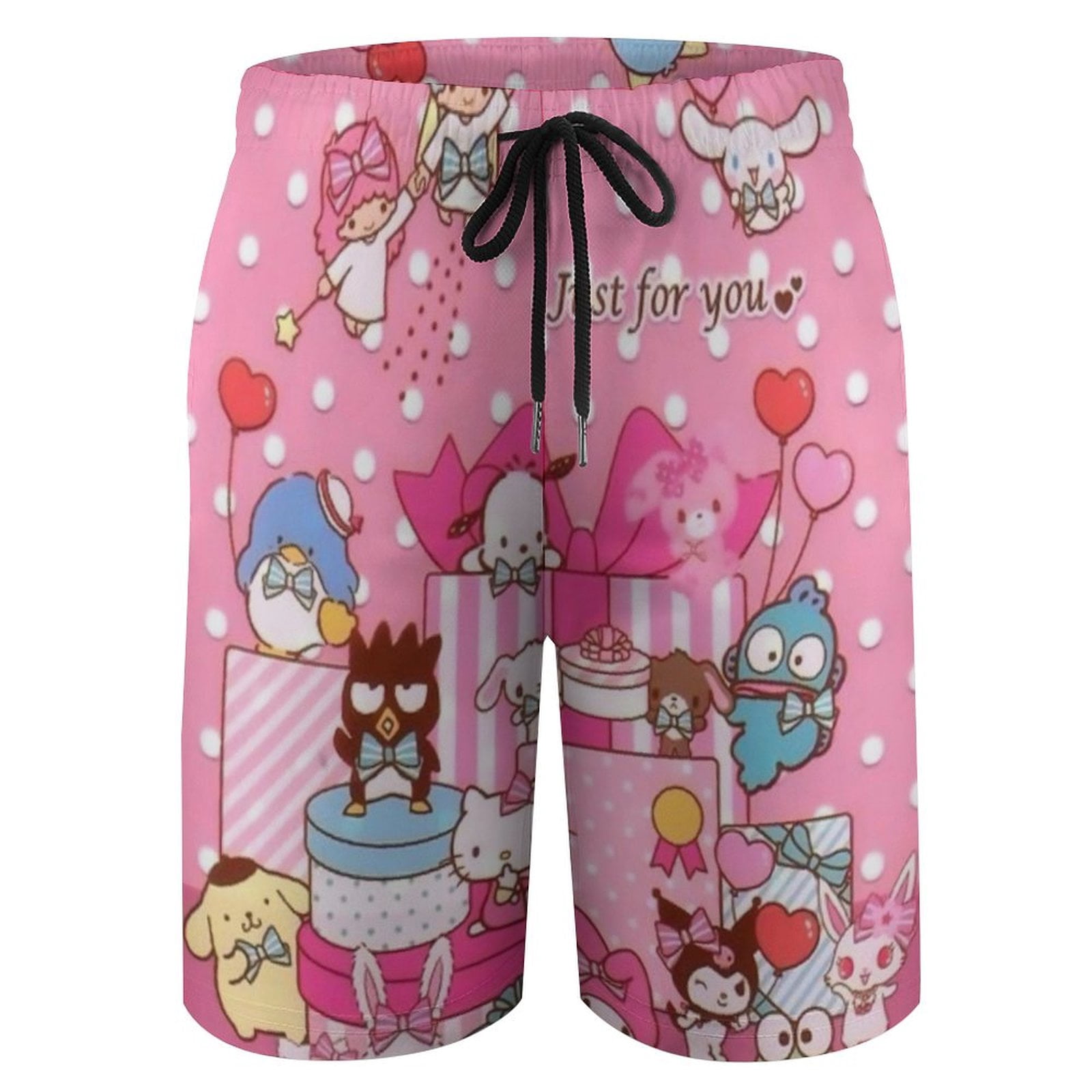 Mens Swim Trunks,Happy Holidays Kuromi Melody Hello-Kitty Cinnamoroll ...