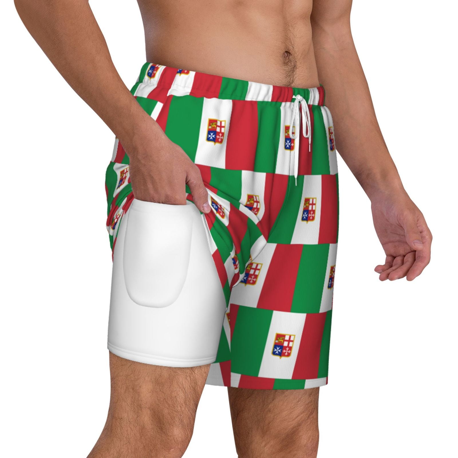 Mens Swim Trunks Italy 2 in 1 Quick Dry Beach Shorts with Compression ...