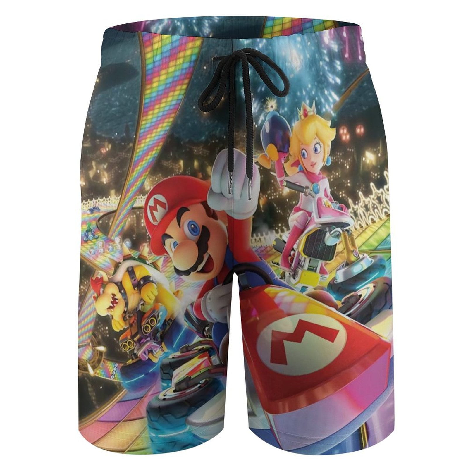 Mens Swim Trunks,Mario Kart Rainbow Road Boys Swim Trunks Compression ...