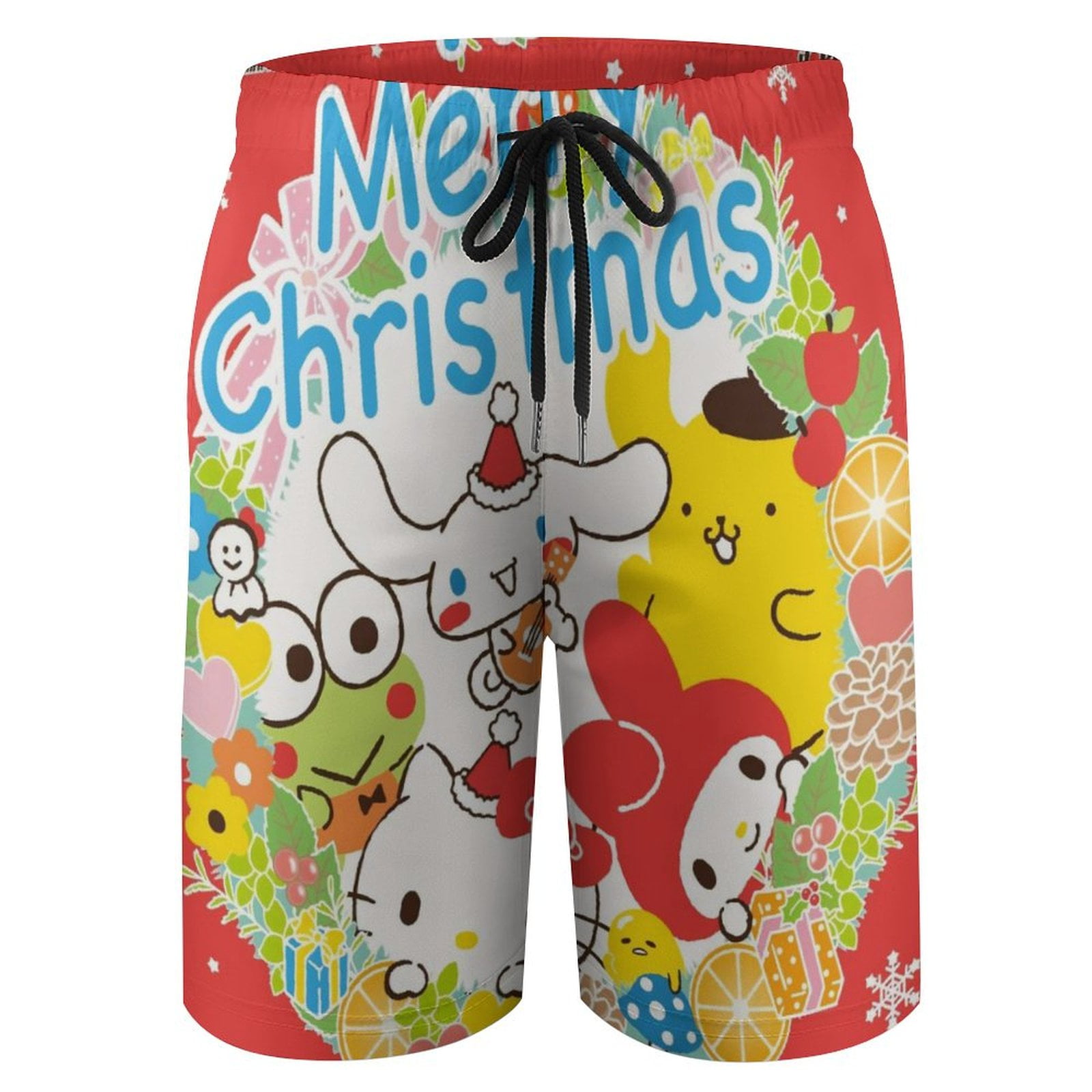Mens Swim Trunks,Merry Christmas Sanrio-Kuromi Melody Hello-Kitty Boys ...