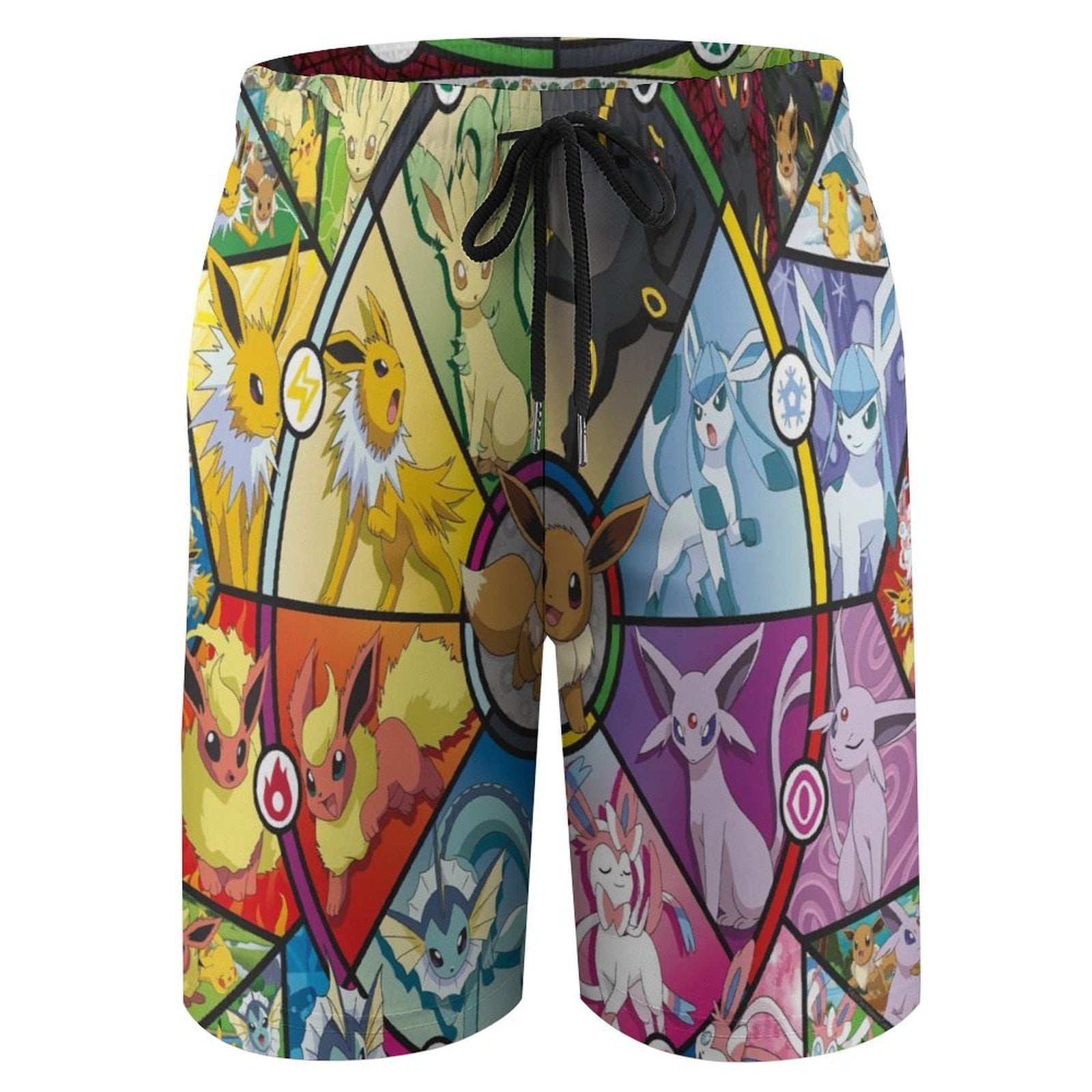 Mens Swim Trunks,Pokémon - Eevee's Stained Glass Boys Swim Trunks with Boxer Brief Liner ...