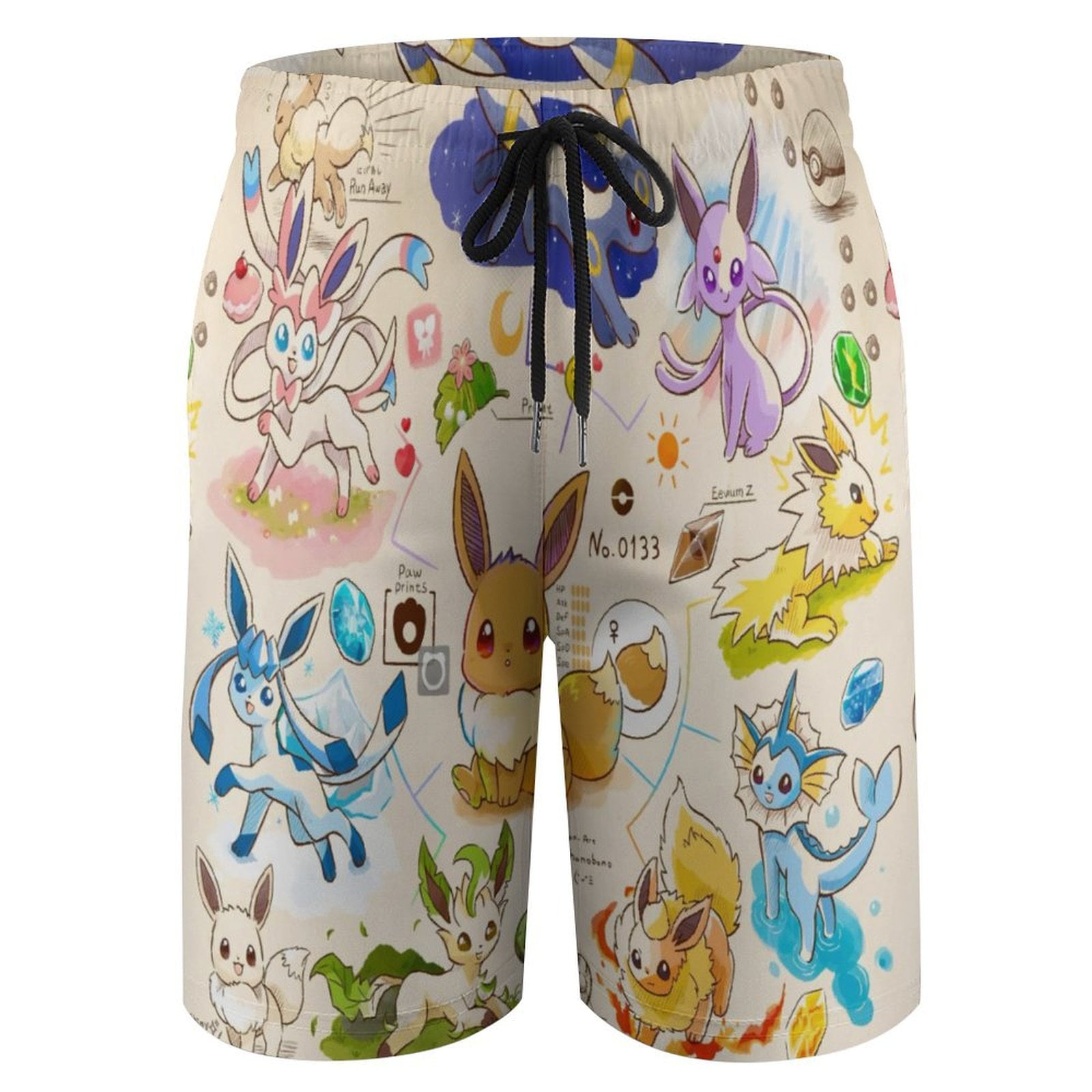 Mens Swim Trunks,Pokémon Eevee,vaporeon,leafeon,umbreon,espeon,glaceon,flareon,jolteon Boys Swim ...