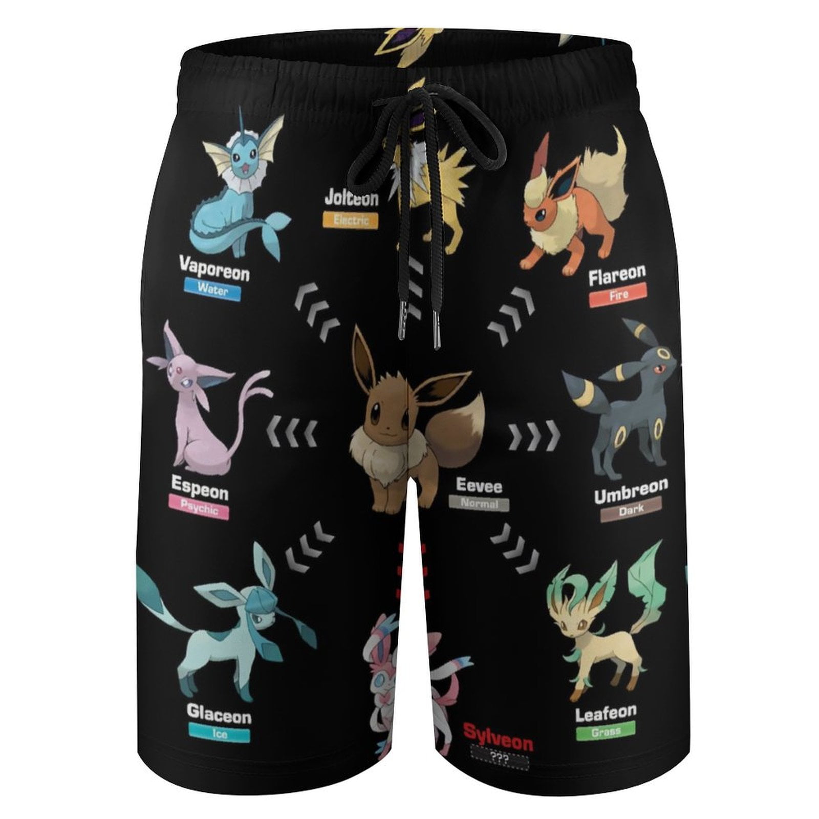 Mens Swim Trunks,Pokémon Eevee,vaporeon,leafeon,umbreon,espeon,glaceon,flareon,jolteon Boys Swim ...