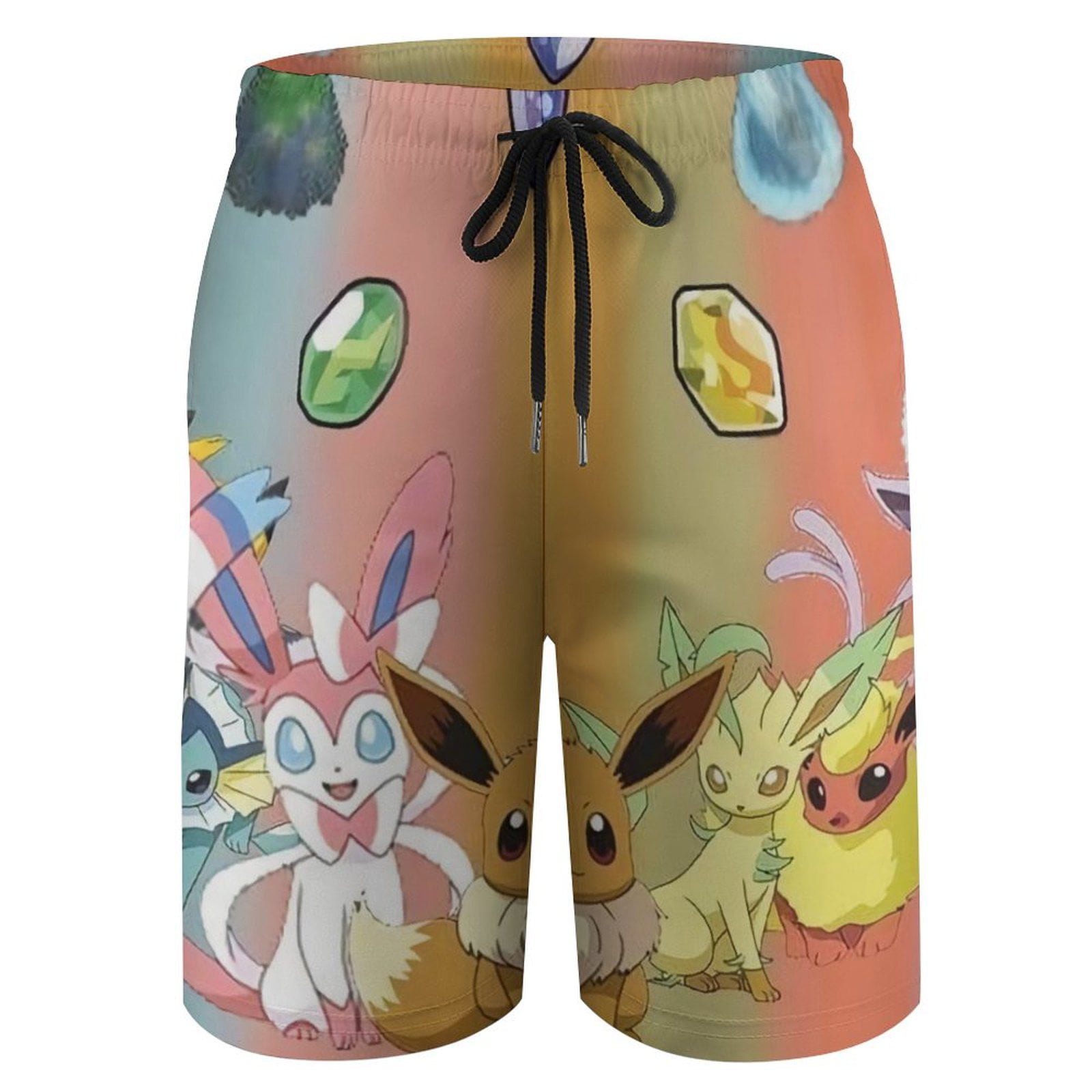 Mens Swim Trunks,Pokémon Pikachu Eevee Evolutions Boys Swim Trunks with Boxer Brief Liner ...